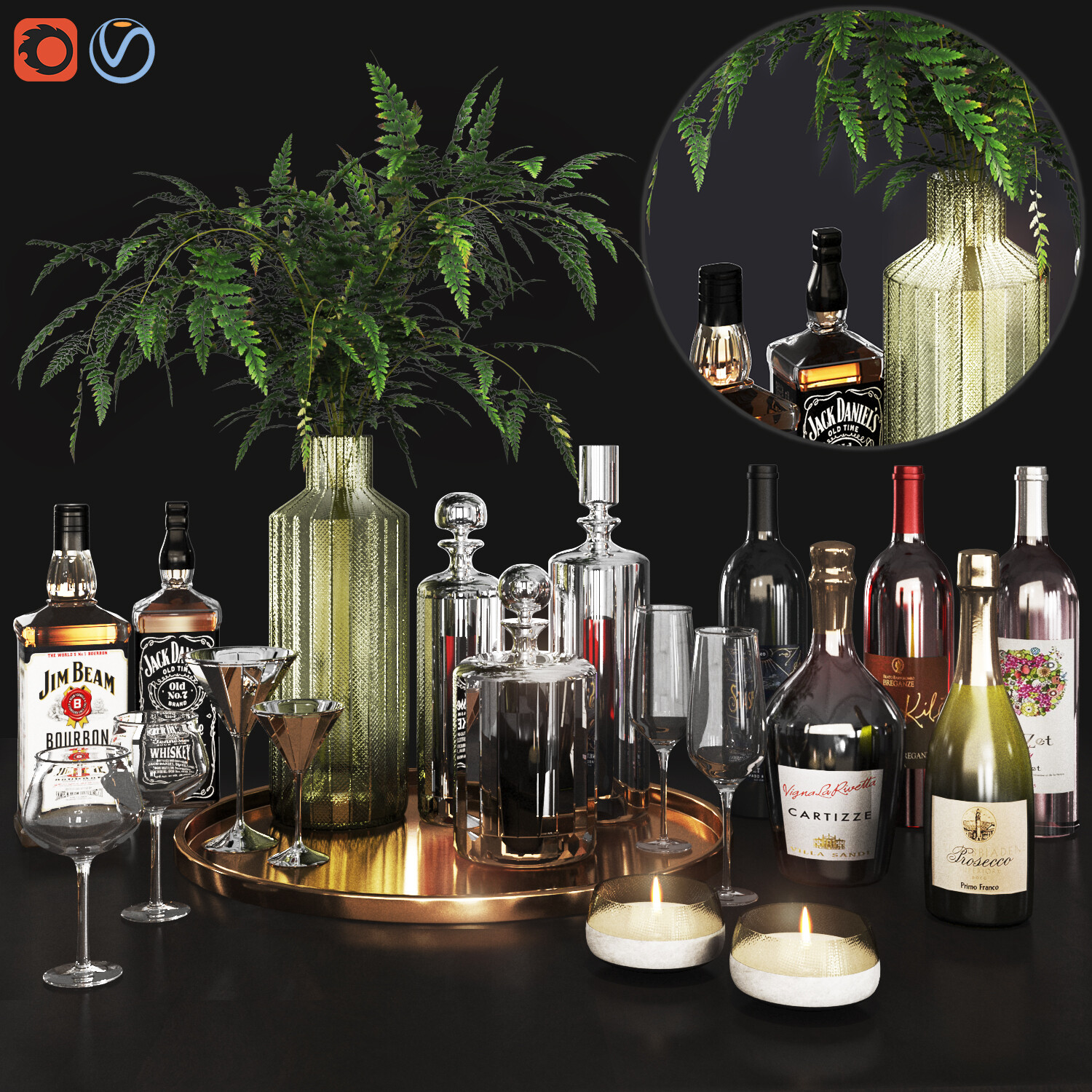 ArtStation - Drinks set, alcoholic drinks