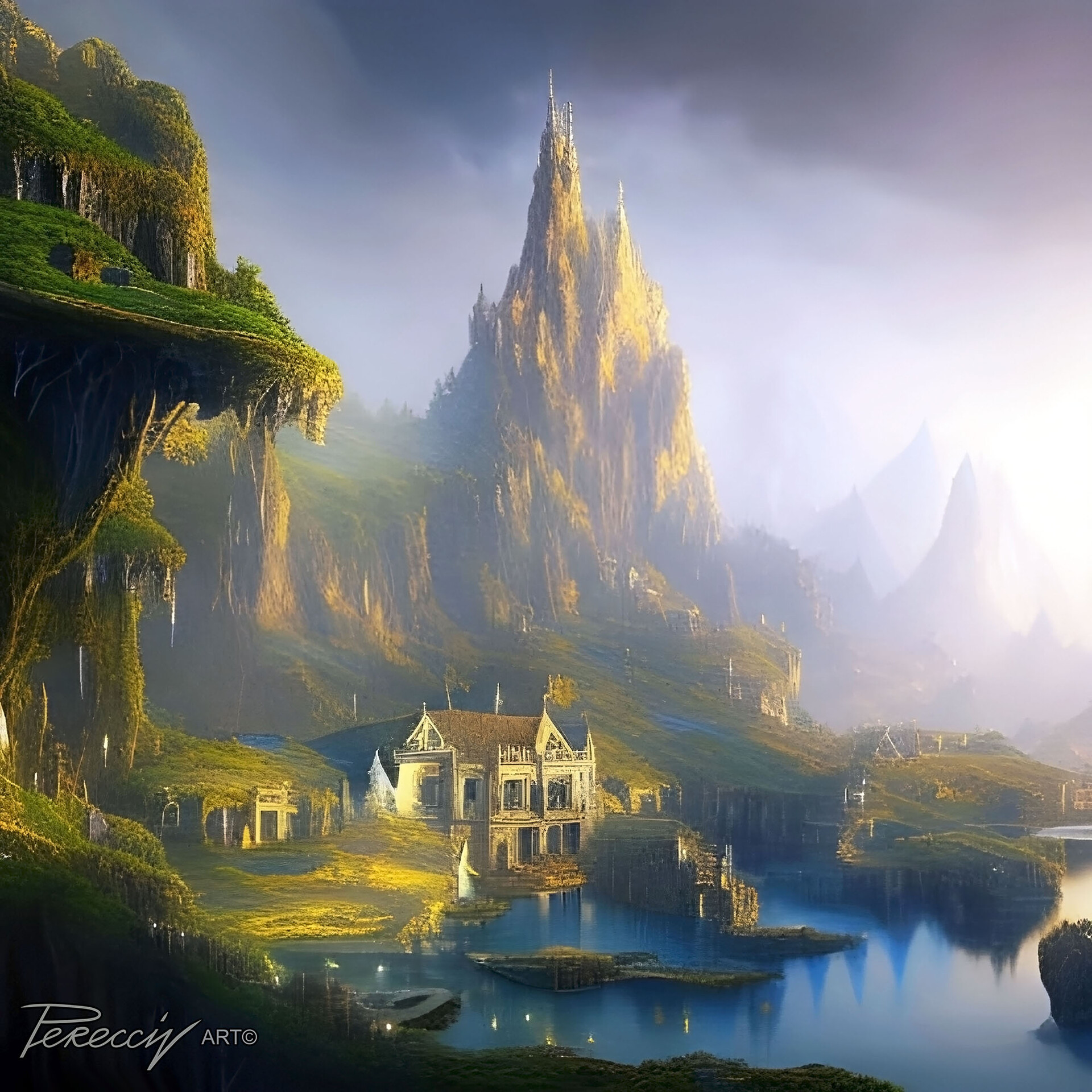 ArtStation - Magic Journeys: quiet village near the Phantom Mountains.