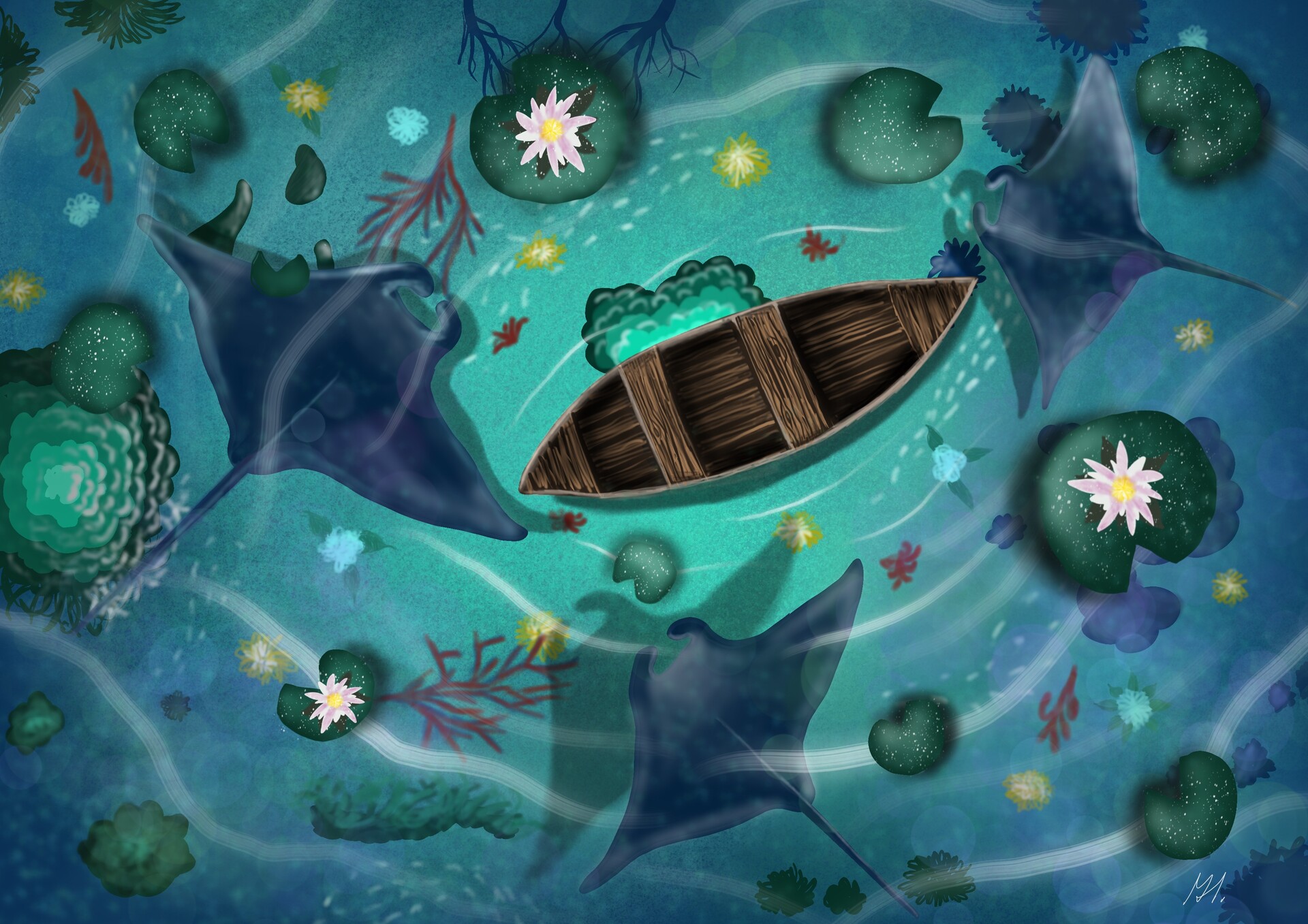 ArtStation - Boat with a manta rays