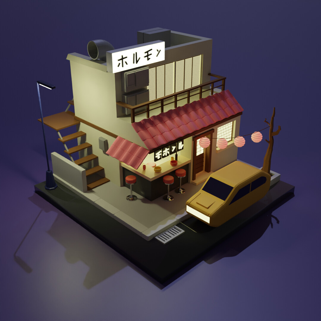 ArtStation - Low poly Chinese Restaurant