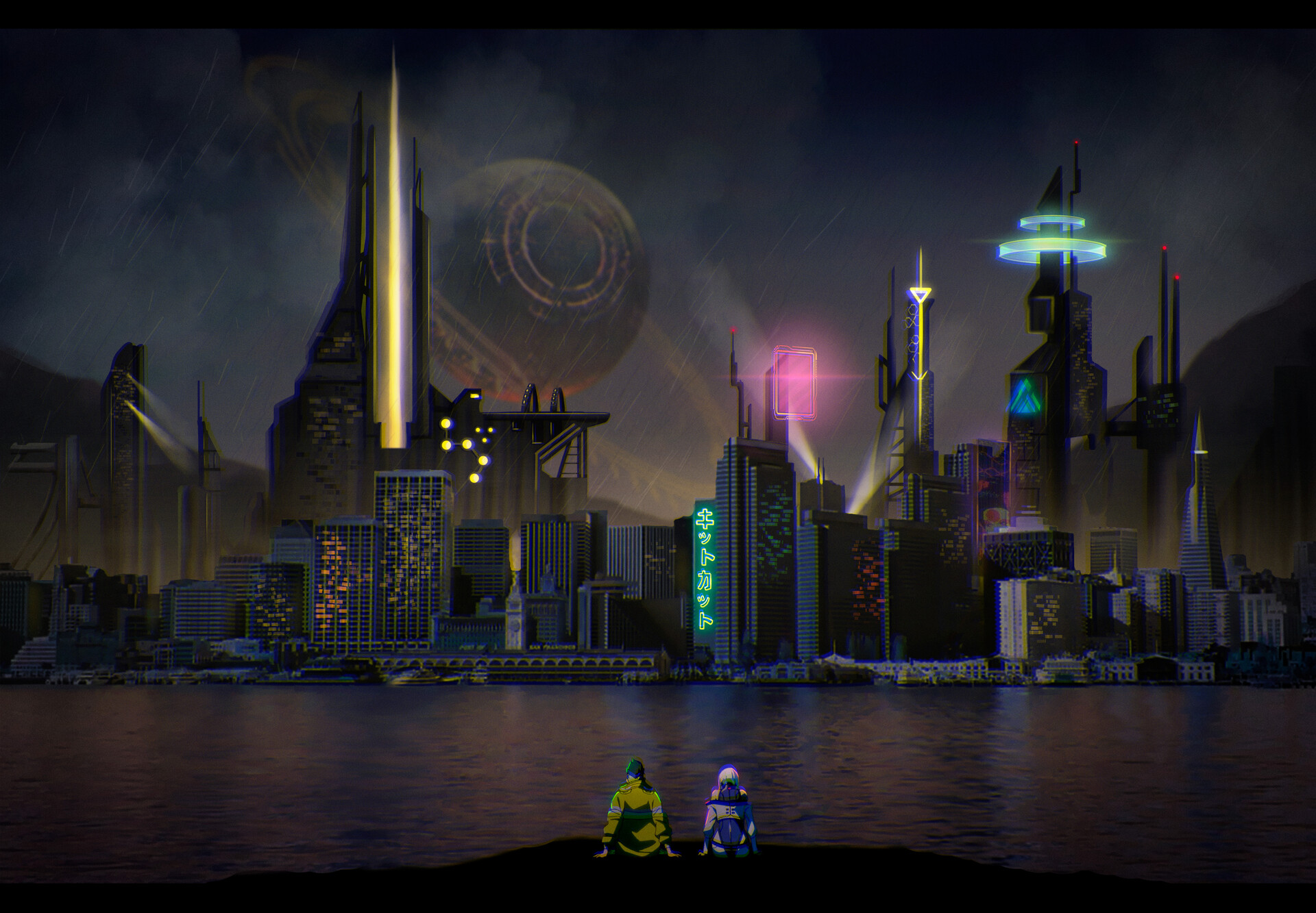 ArtStation - Cyberpunk City Photobash Painting