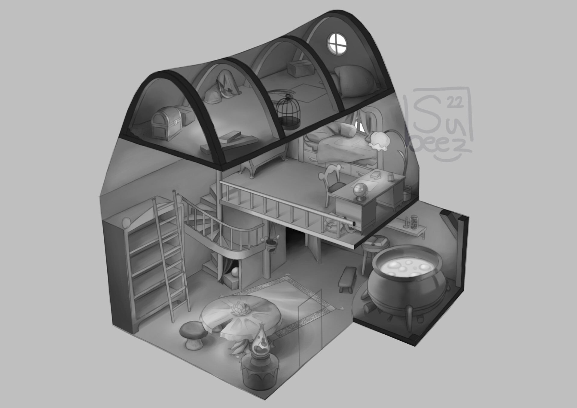 ArtStation - Witch's hut + props