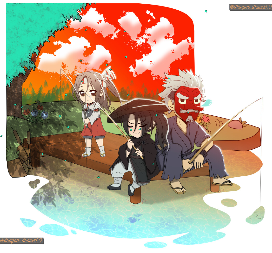 ArtStation - Commission Demon Slayer Fishing day