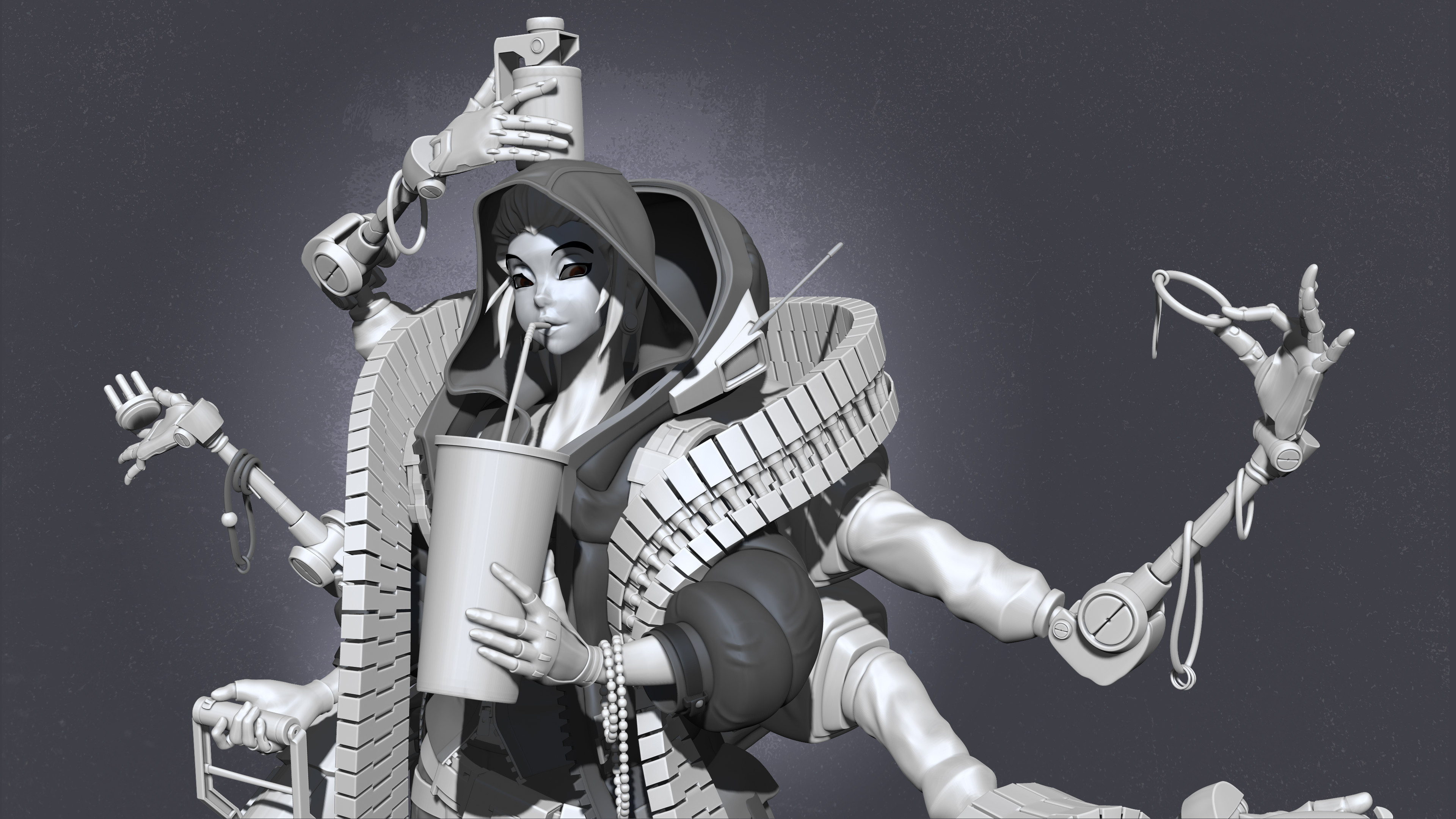 George - Cyberpunk Stylized Character "Gatling Bodhisattva"