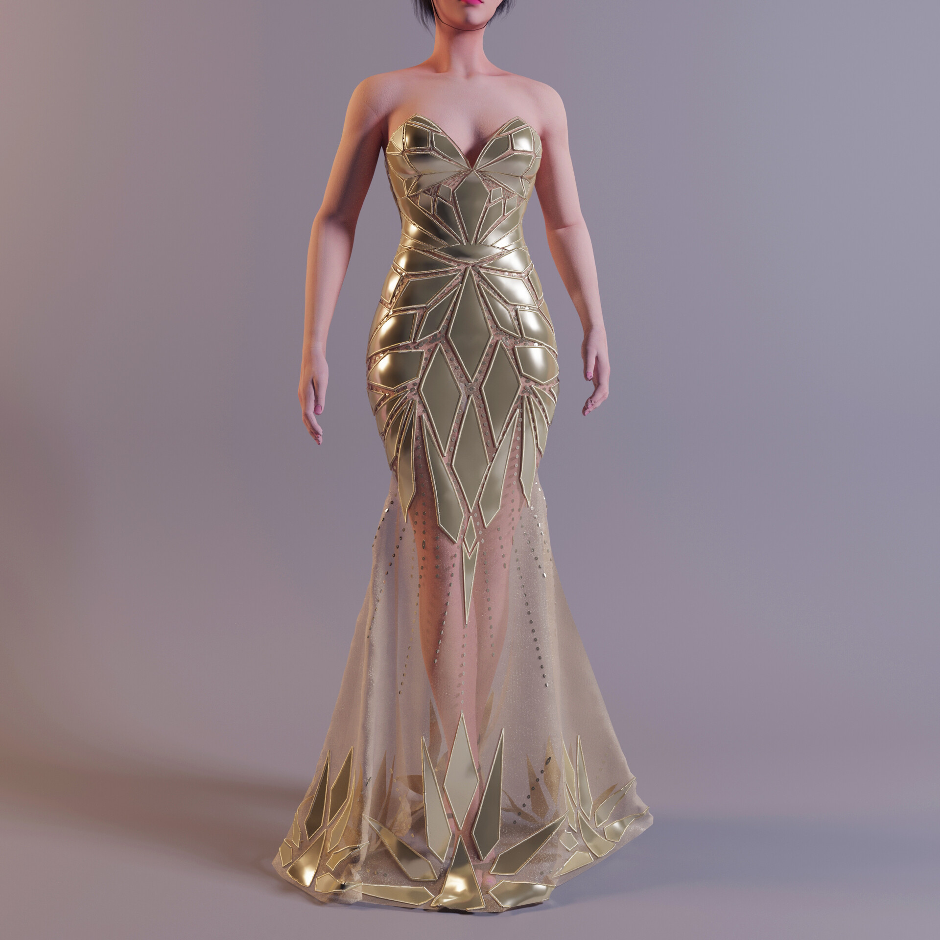 ArtStation - Dress with metal decorations