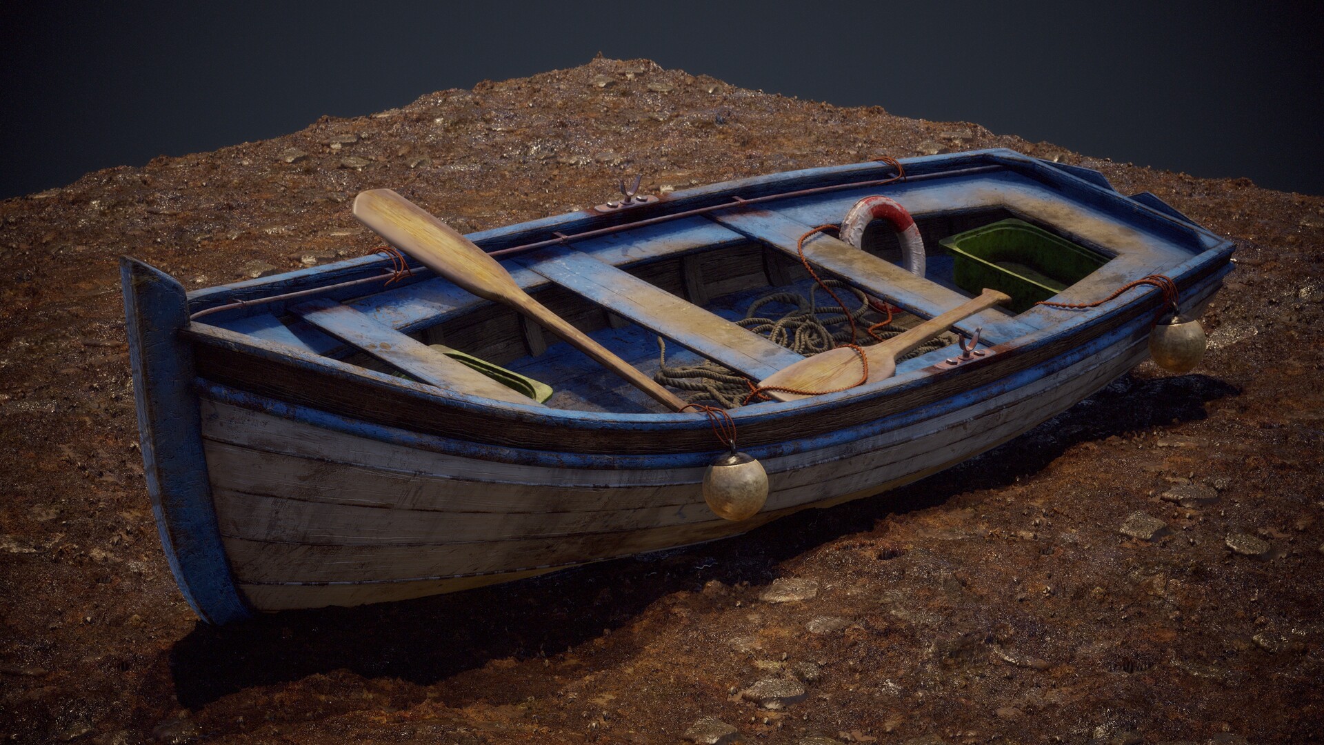 ArtStation - wooden row boat