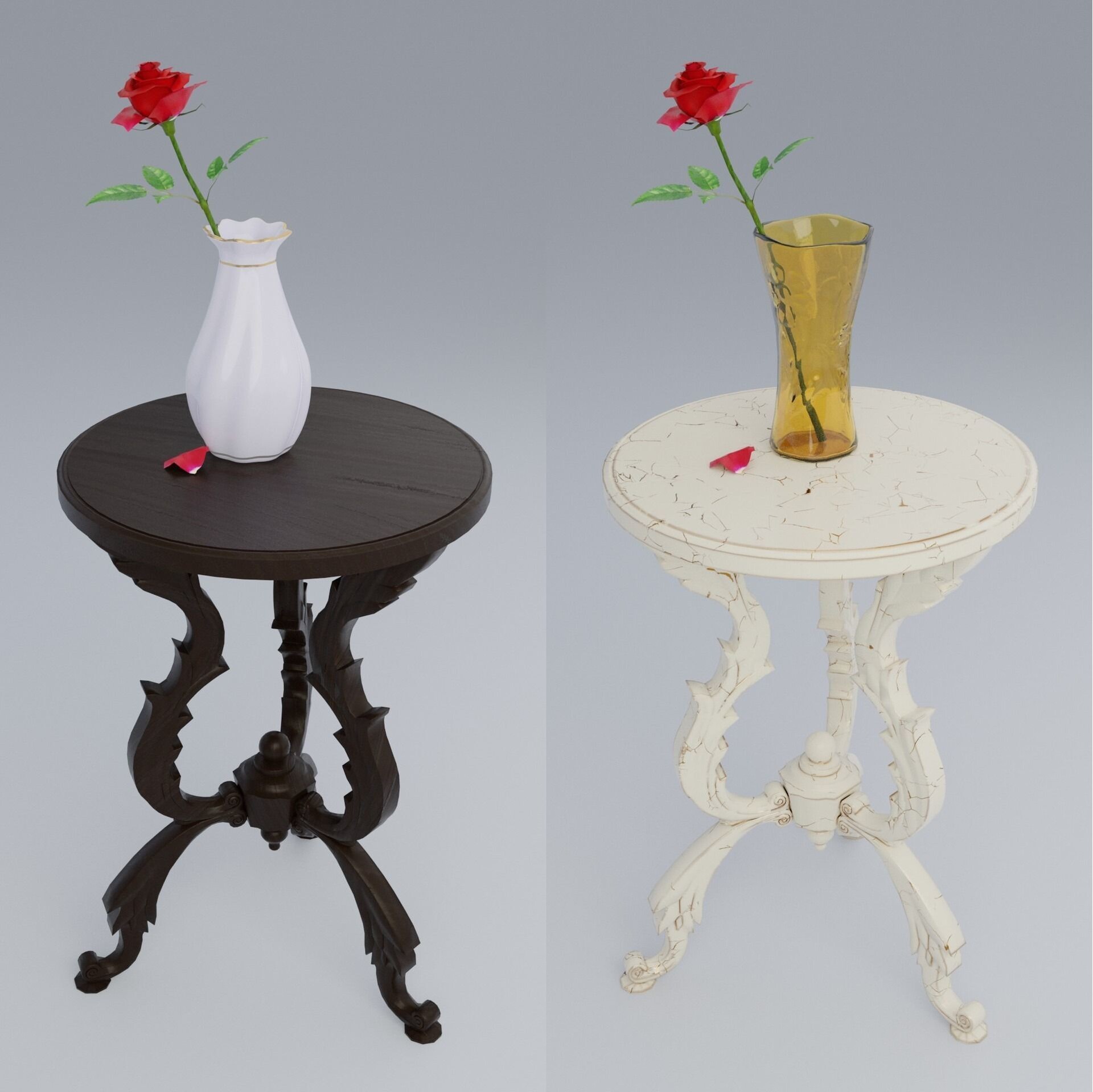 ArtStation - Carved Table with Vase and Rose