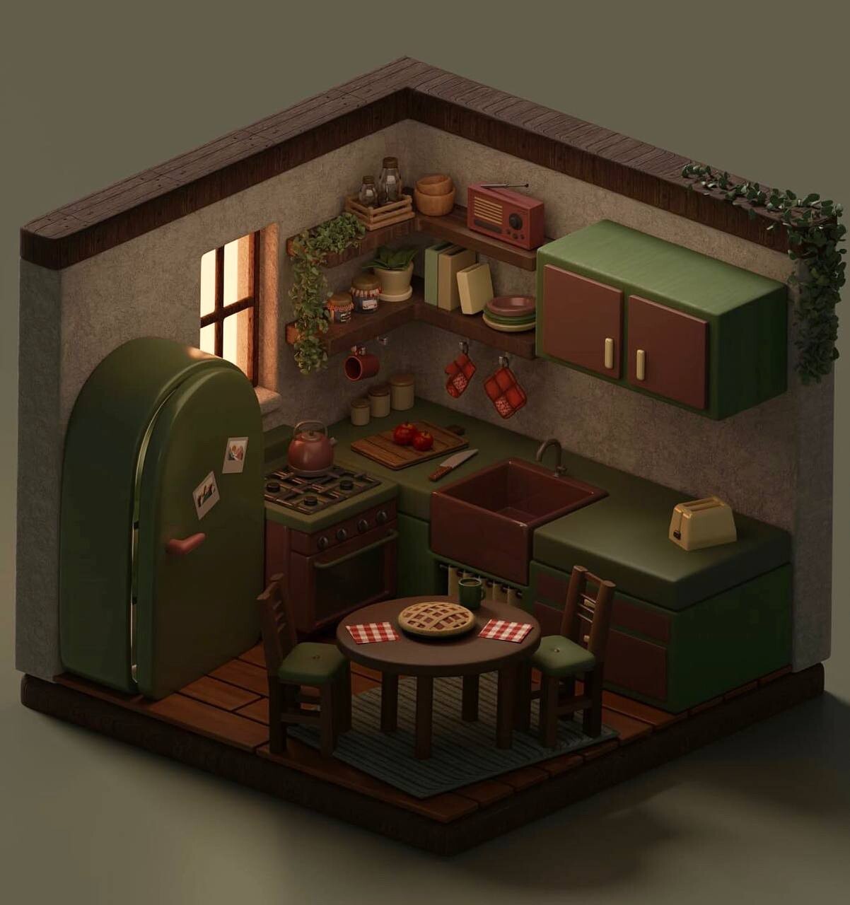 ArtStation - Isometric cozy kitchen