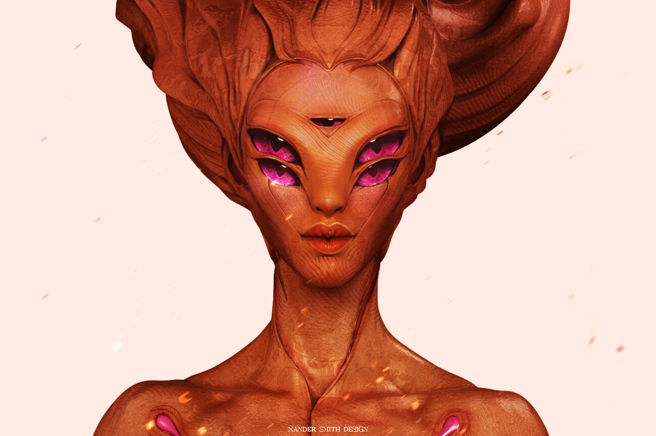 ArtStation - Alien Goddess in Red