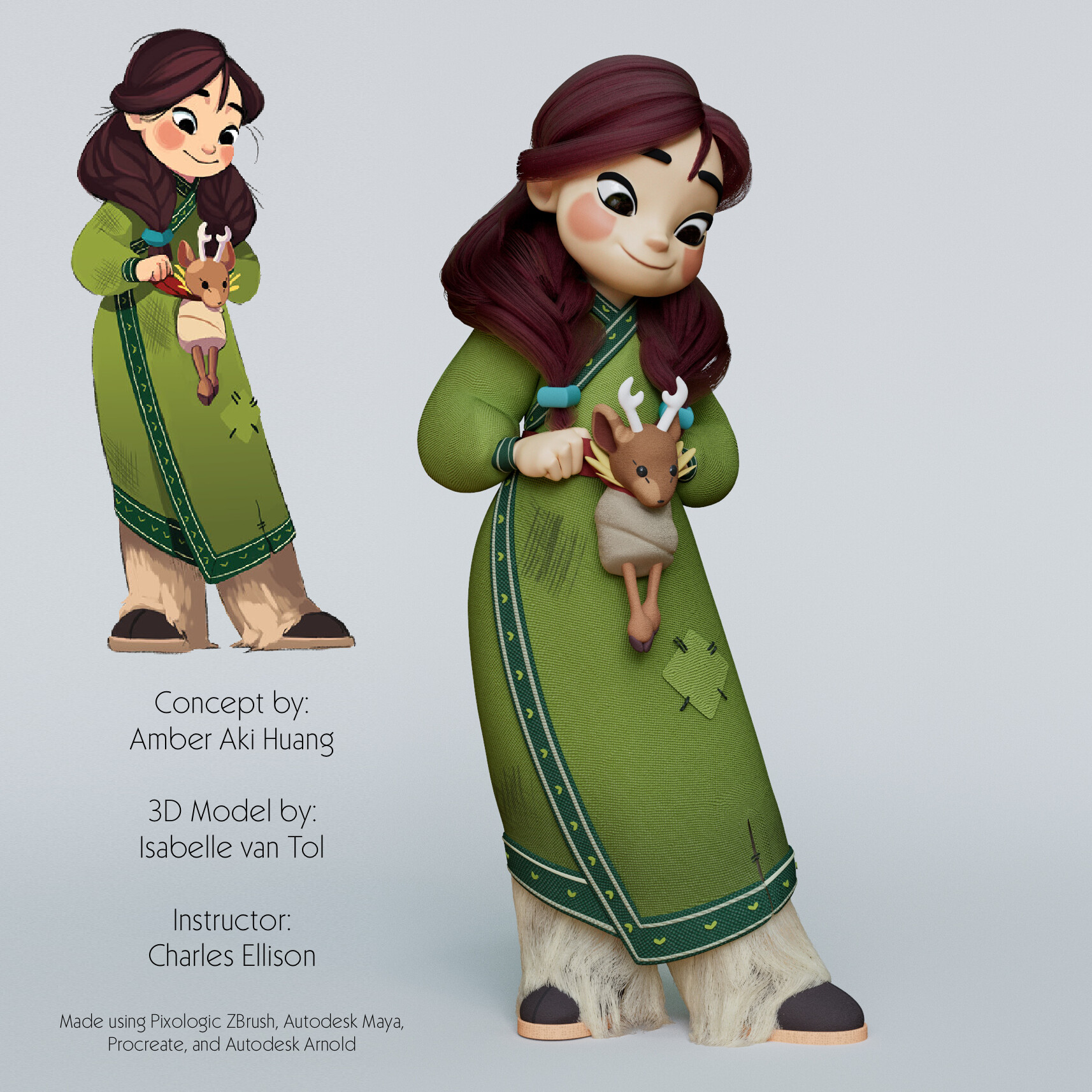 ArtStation - 3D Stylized Character VisDev Model, Gretel - AnimSchool