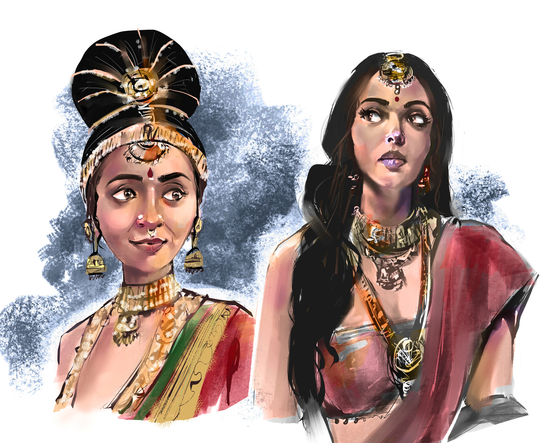 ArtStation - Ponniyin selvan - Kundavai and Nandini