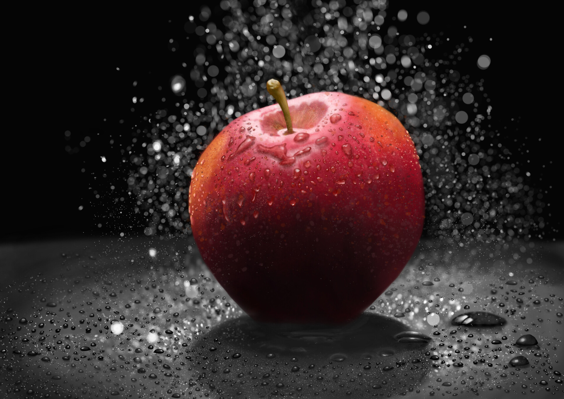 ArtStation - Apple with water drops