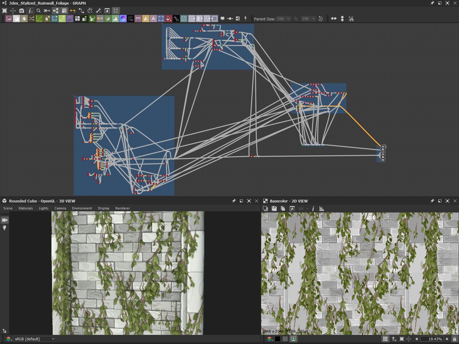 3dExtrude Tutorials - Stylized Ruin Wall with Foliage - Substance 3D Designer