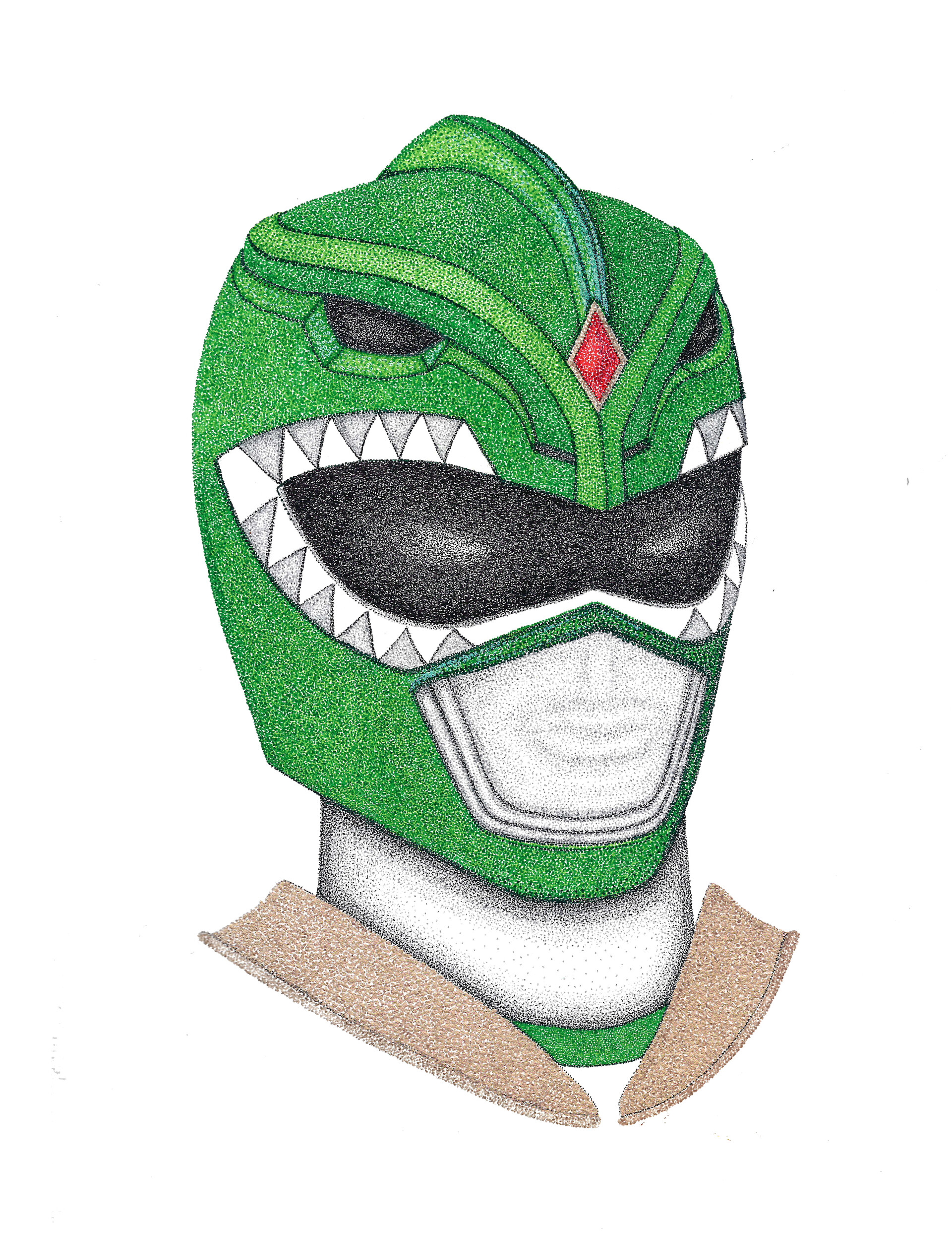 ArtStation - Green Ranger Portrait Stippling