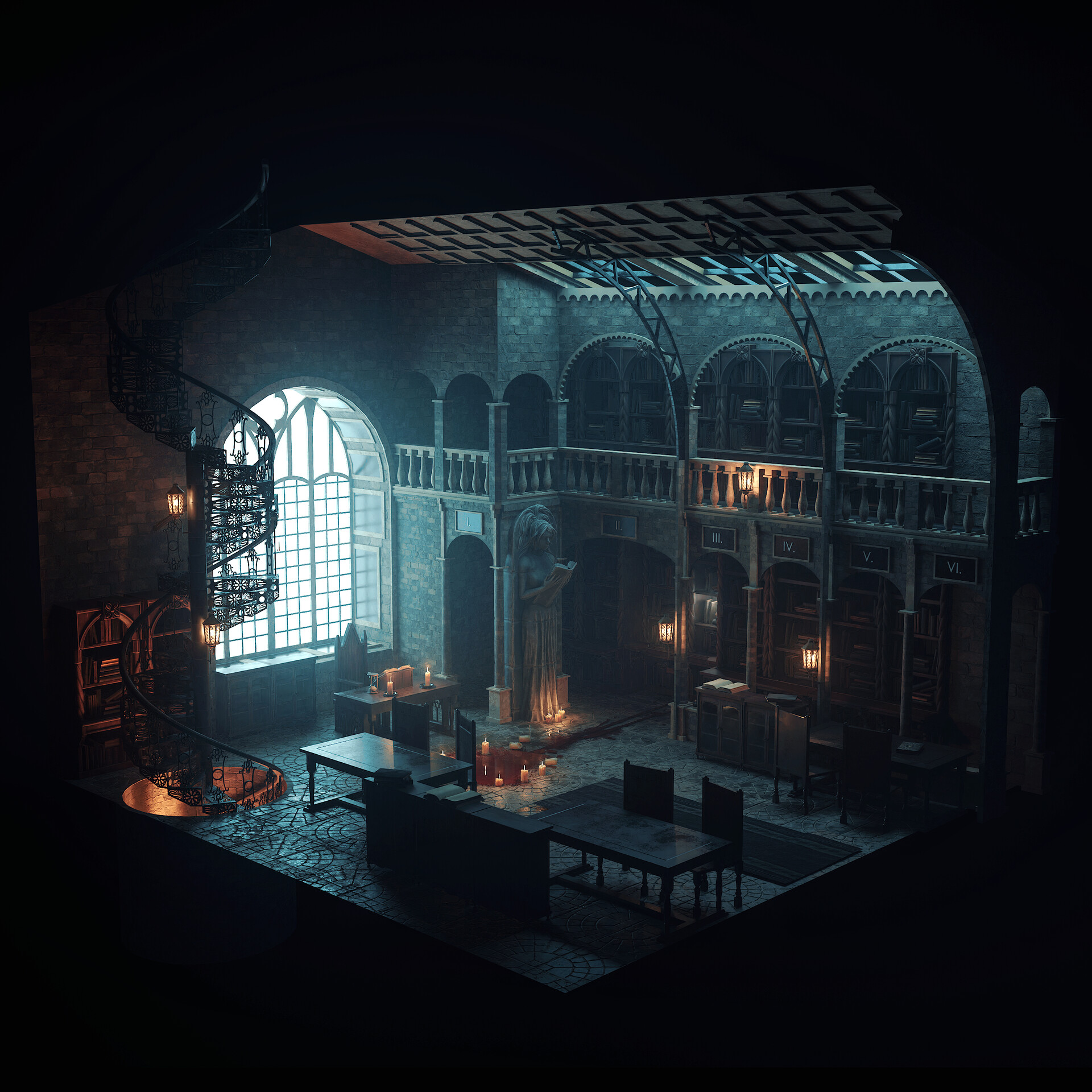 ArtStation - Alric - library diorama