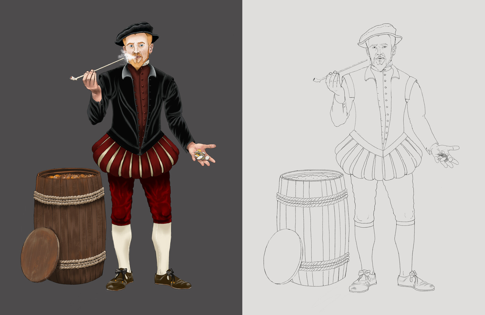 Wessex Archaeology - Medieval and Tudor people - character illustrations