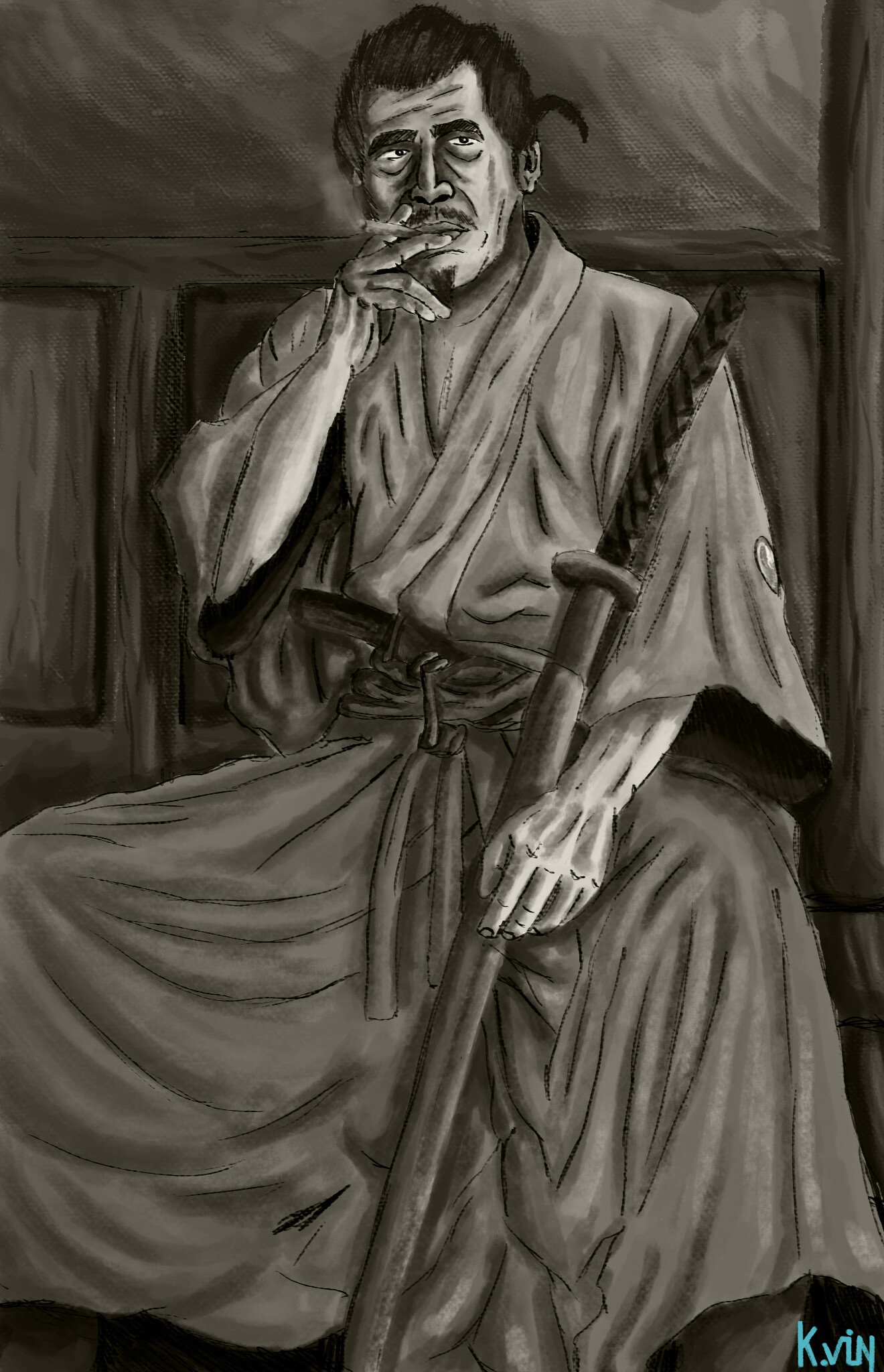 ArtStation - Smoking Samurai