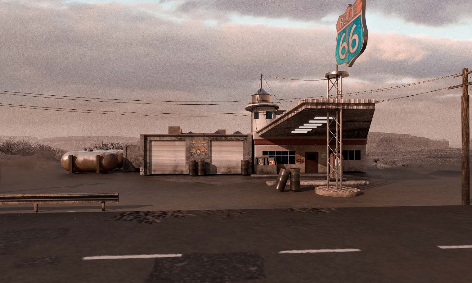 ArtStation - Gas Station (Route 66)
