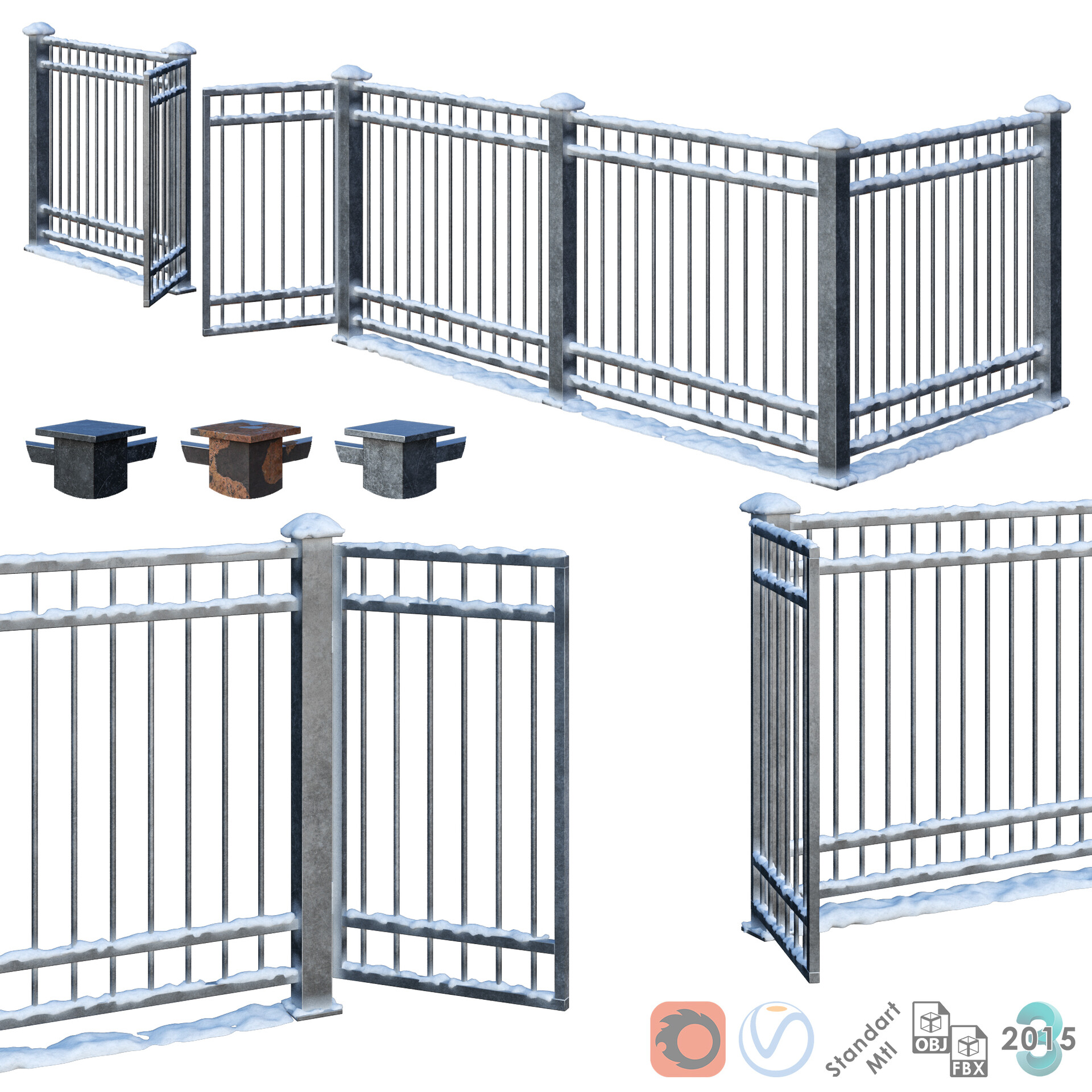 Vladislav Sergeev - Set of British Classic Fences | PBR textures | Snow ...