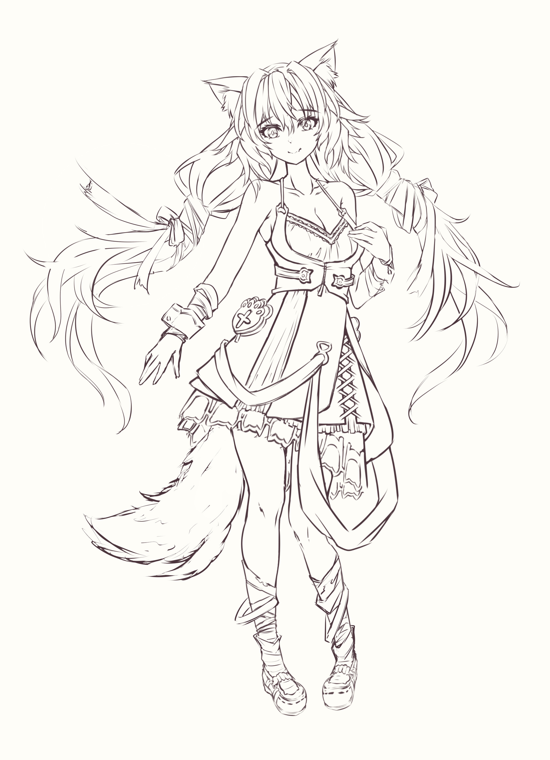 coloring pages fox girl