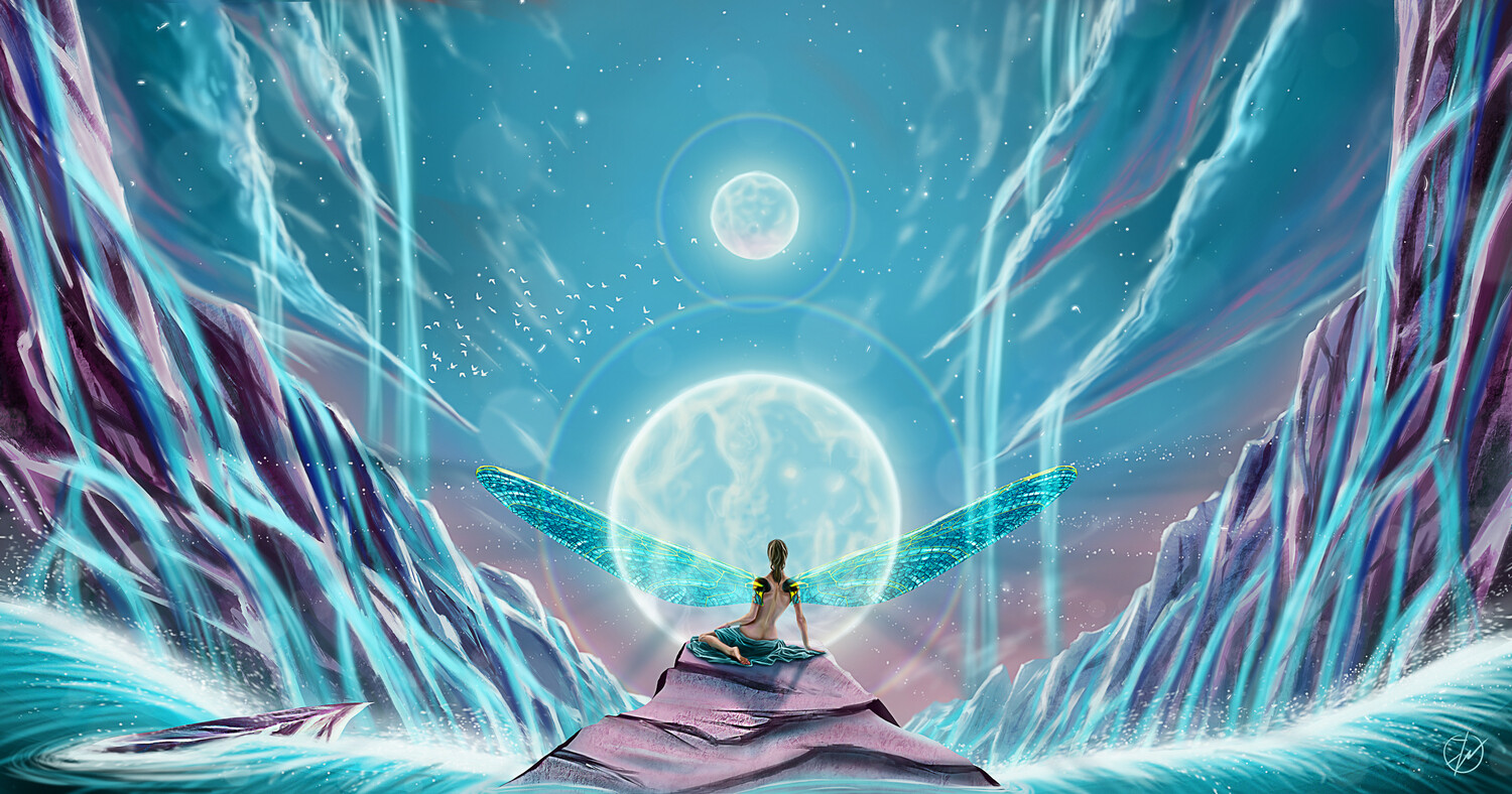 ArtStation - Moon Waterfalls