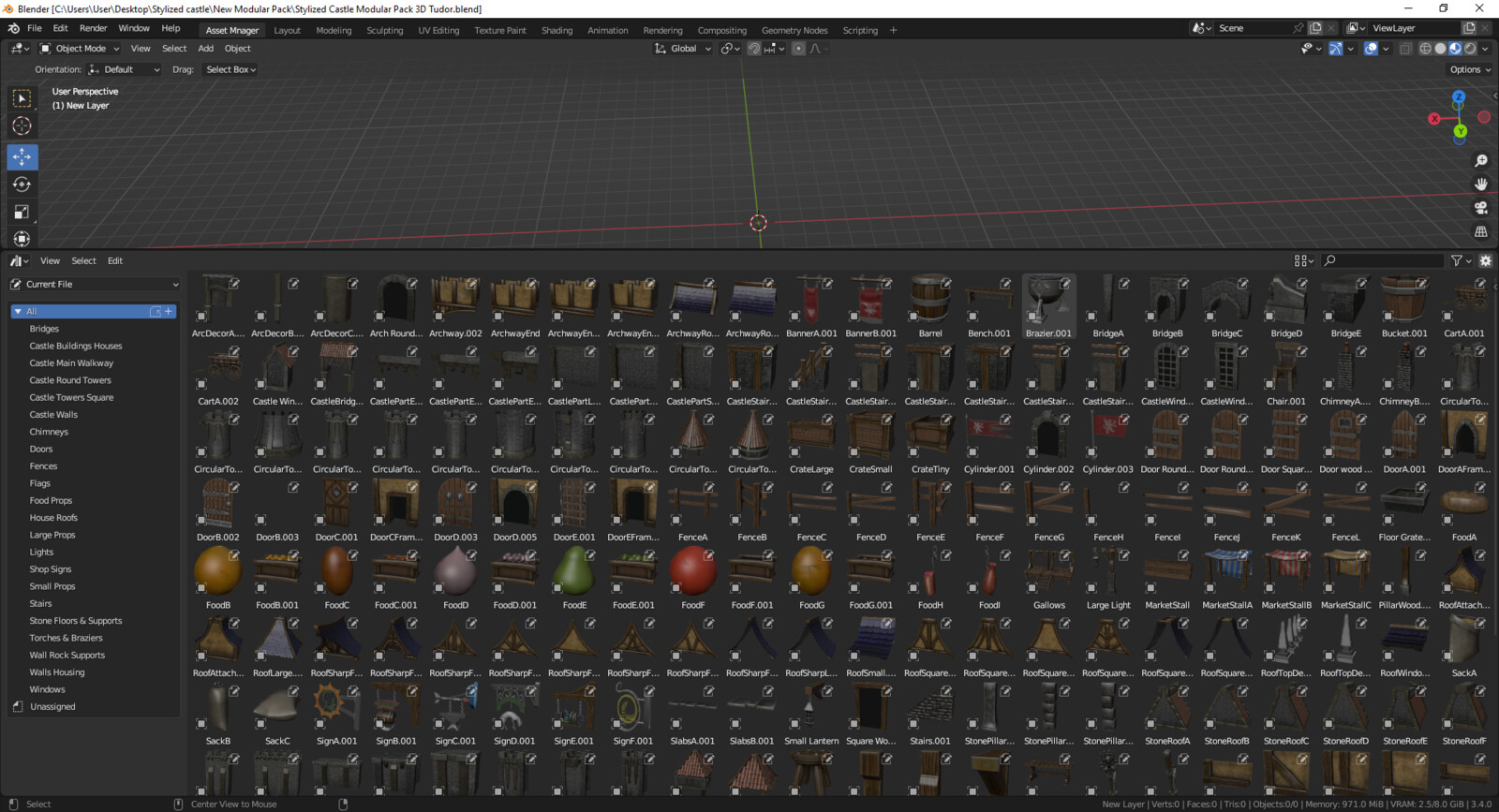 3D Tudor - Blender & Unreal Engine Massive Modular Pack 250 Piece Castle & Town Kitbash