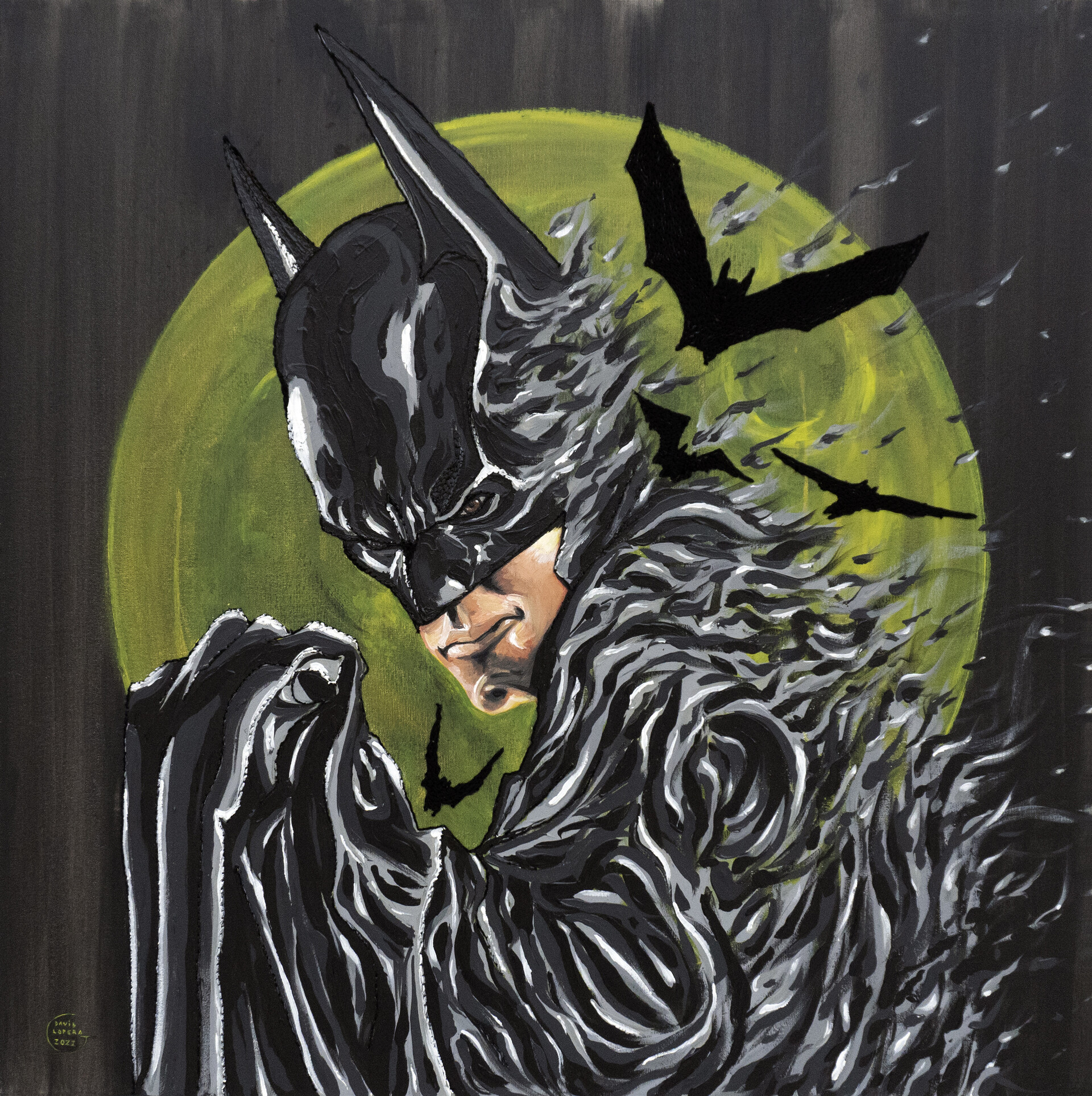 ArtStation - Batman. Textile artwork and acrylic on canvas.