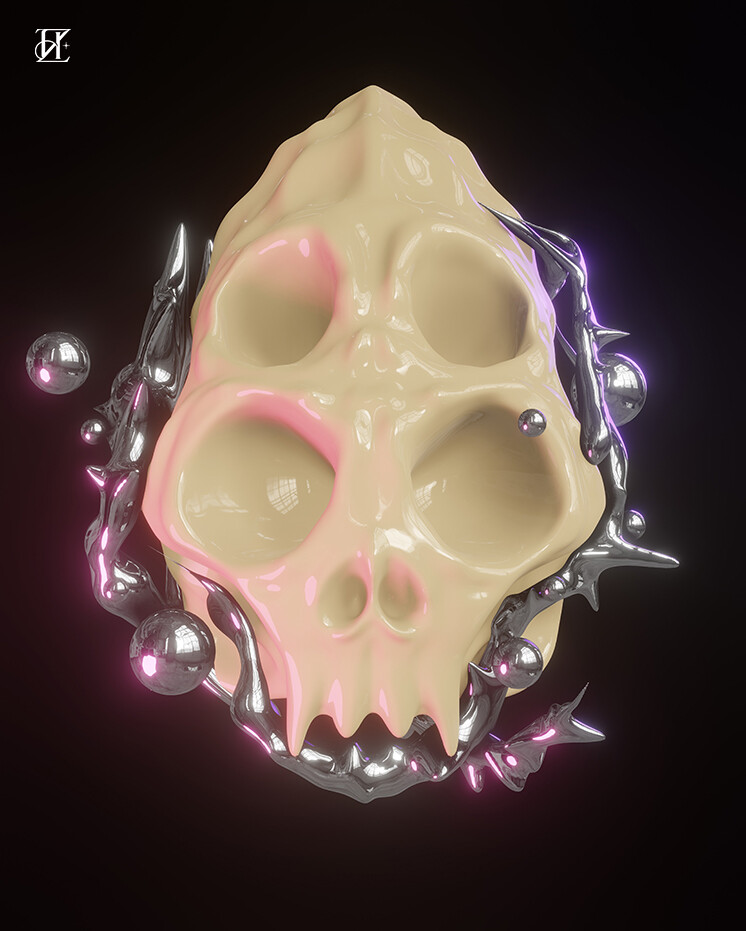 ArtStation - SS06 - Experimental Chrome Skull