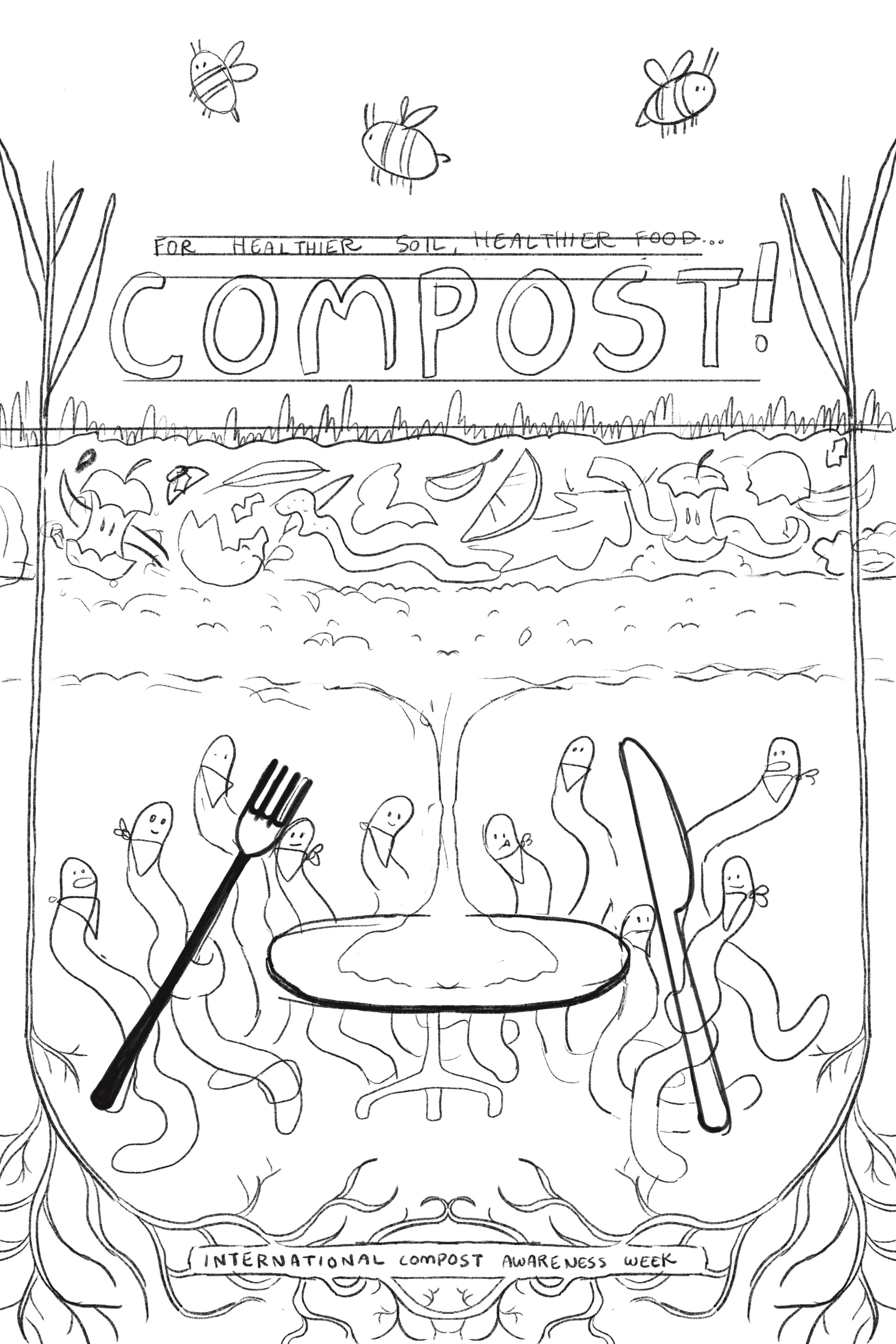 worm composting coloring pages
