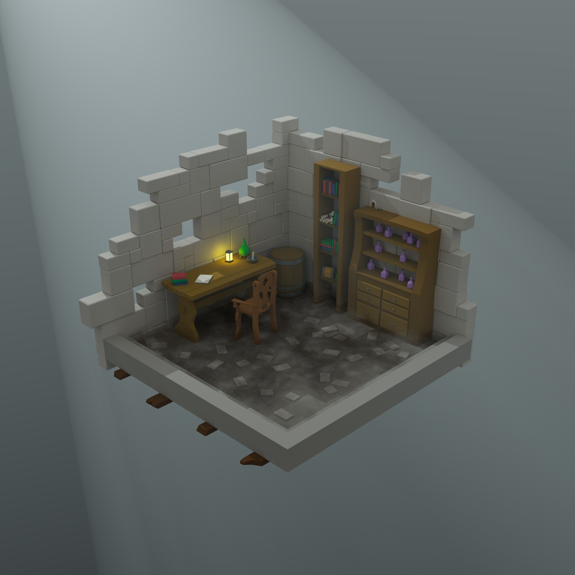 ArtStation - Low Poly Wizard's Nook