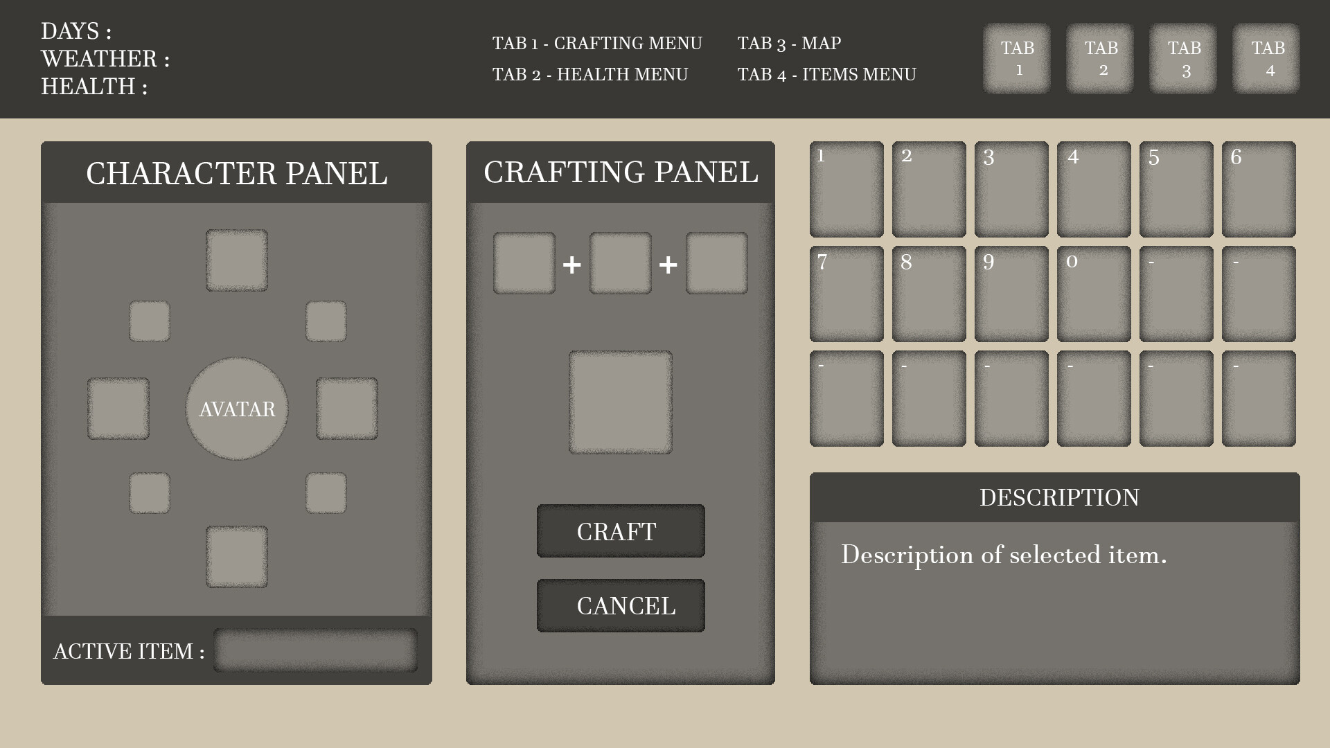 ArtStation - UI in Photoshop.For my own Survival Game.