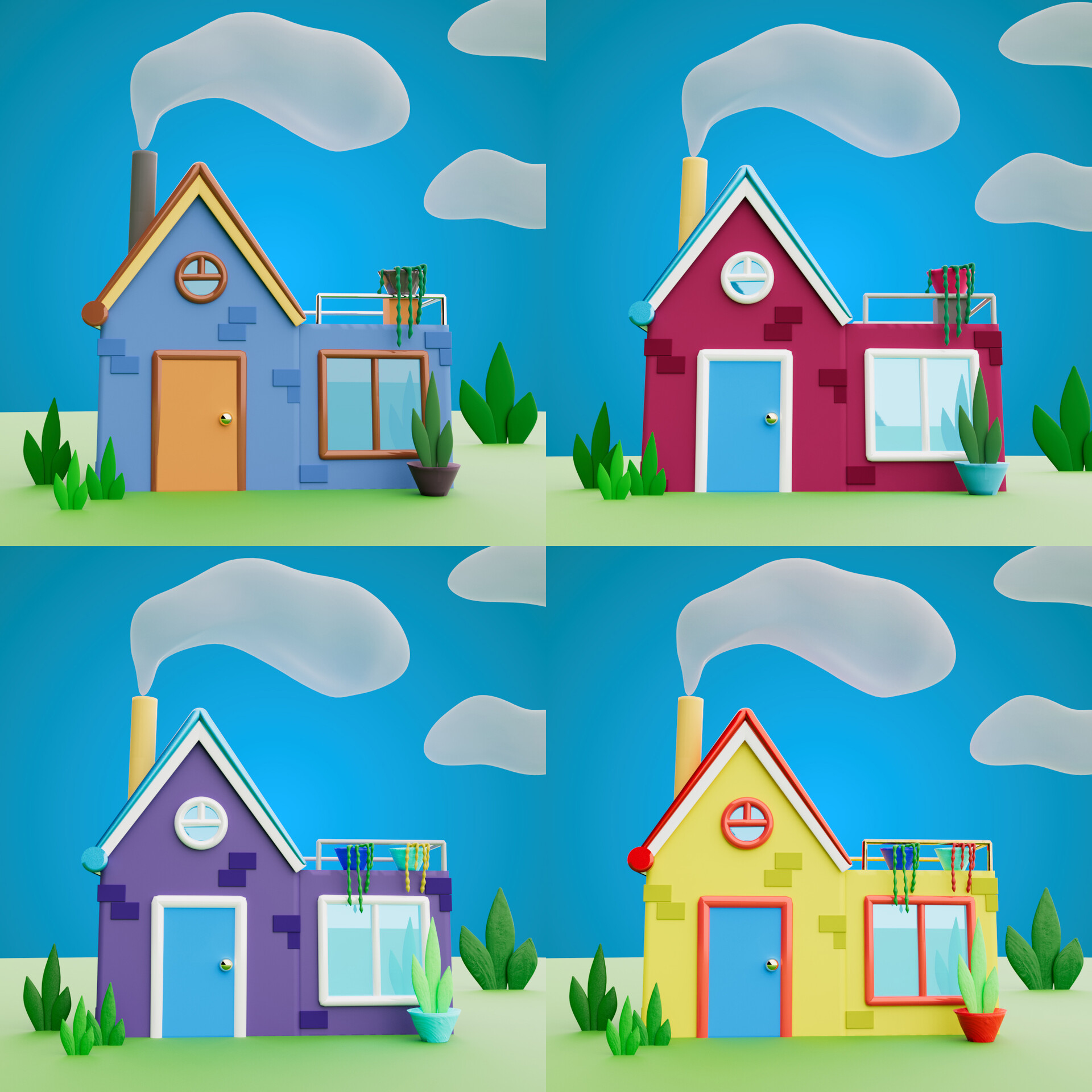 ArtStation - Cute houses in cartoon style