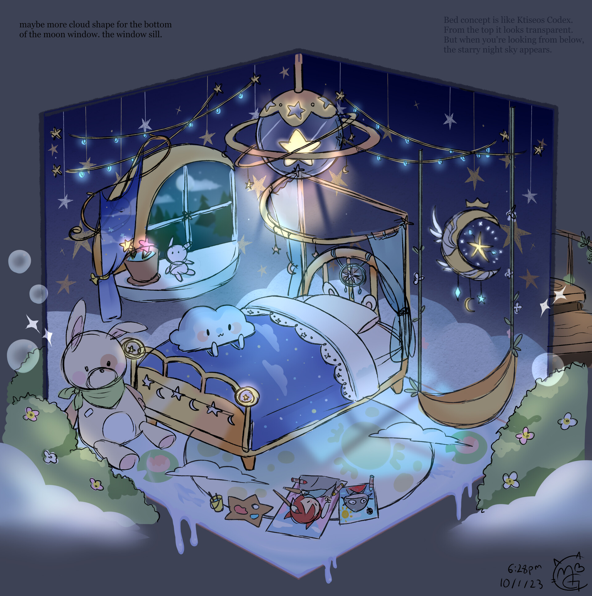 May Goh - WIP - Moon Bunny Orthographic Bedroom