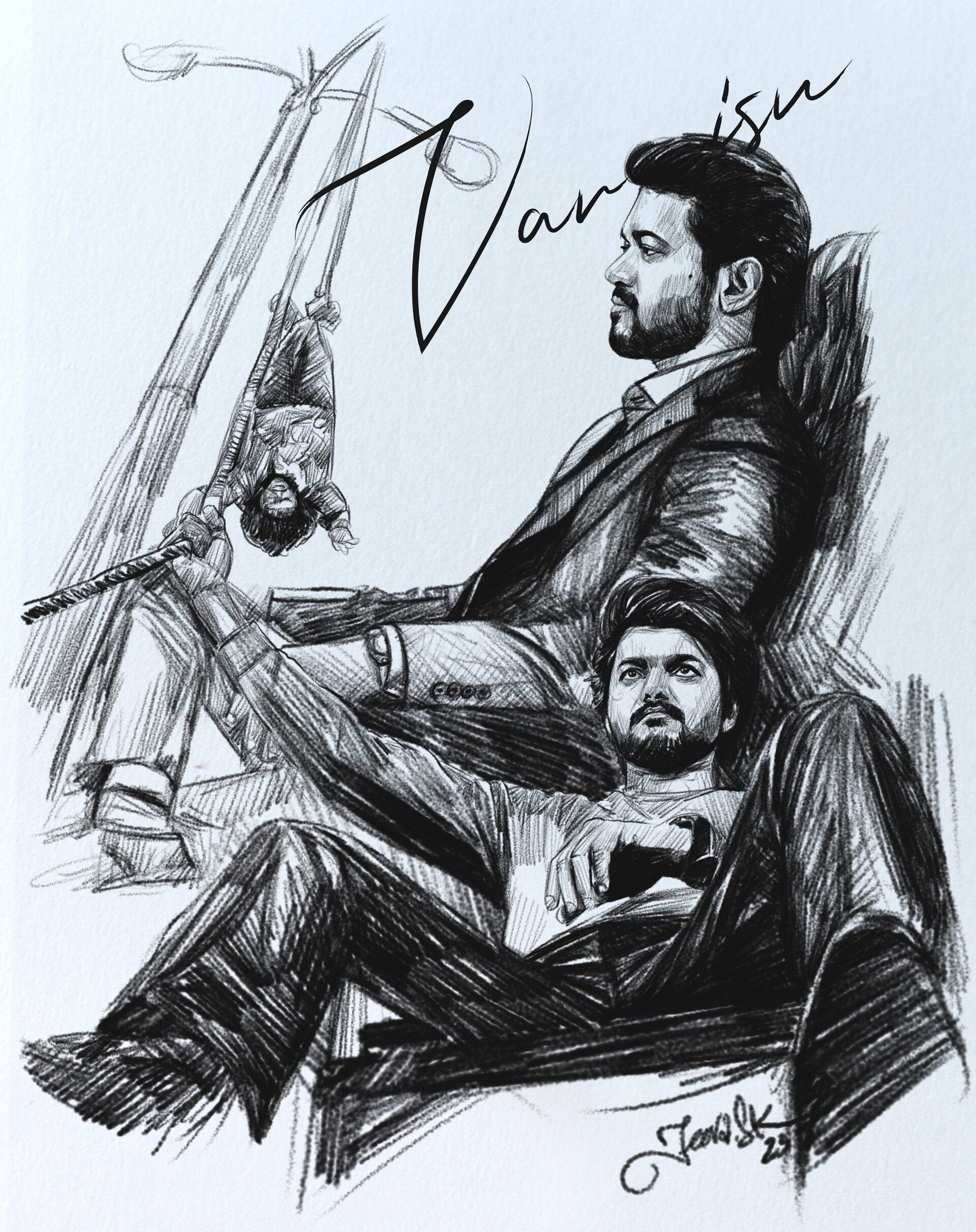 ArtStation - #VarisuHits100Crs Thalapathy Vijay Pencil Sketch 2023
