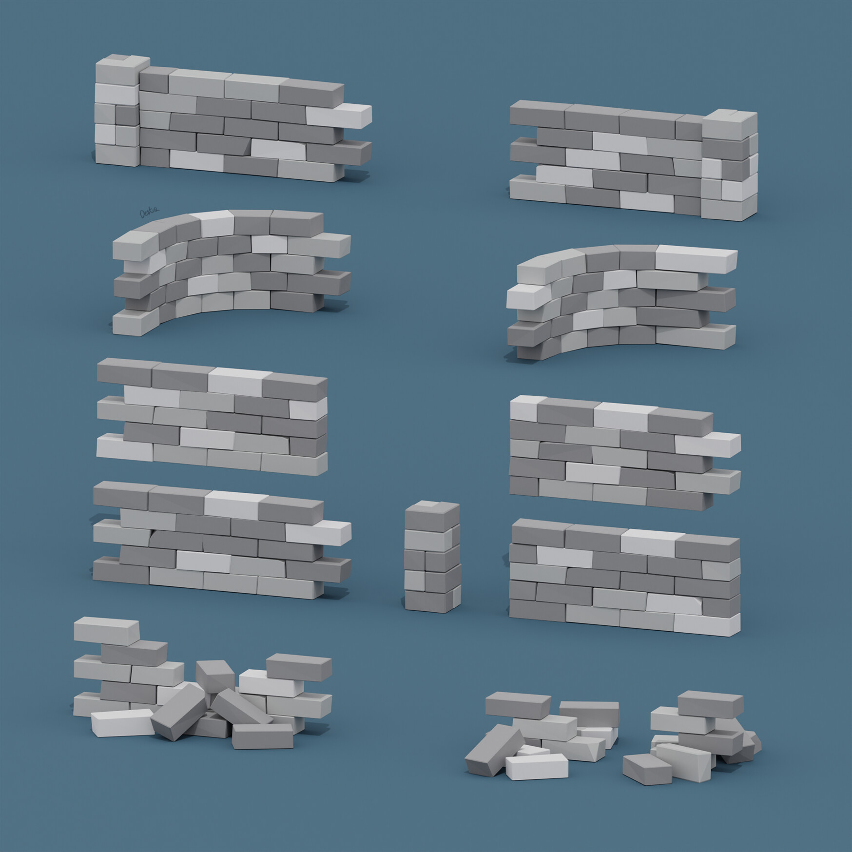 ArtStation - 3D Cobblestone Fences