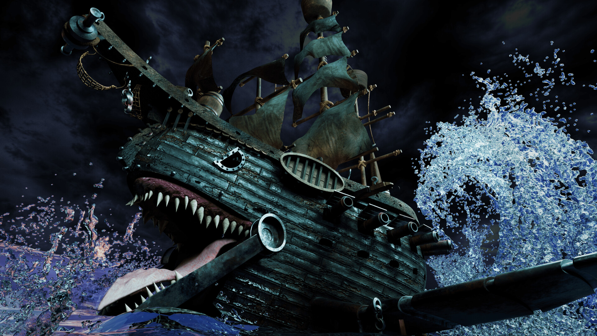 ArtStation - STYLIZED PIRATE SHARK-SHIP