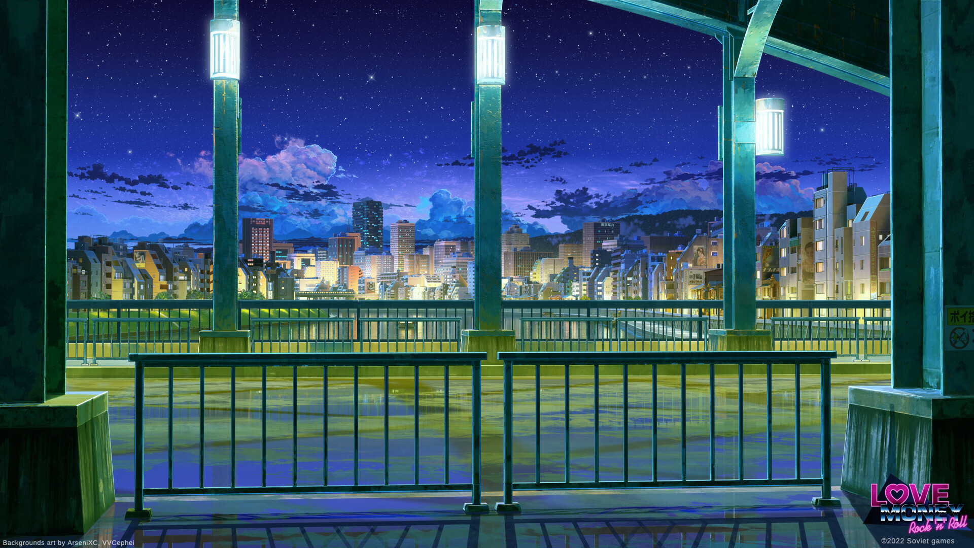 ArtStation - Riverside bridge Night version