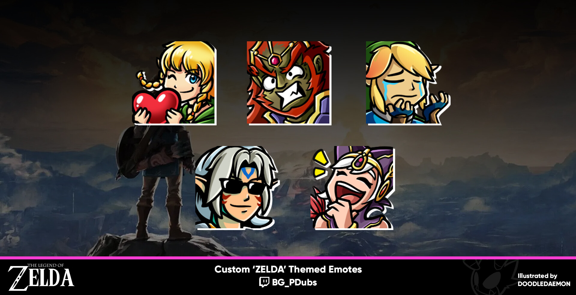 Doodle Daemon - The Legend of Zelda Emotes (Commission Artwork) for Twitch