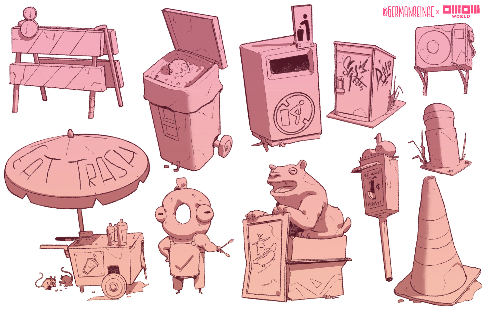 ArtStation - OlliOlli World - Prop concepts