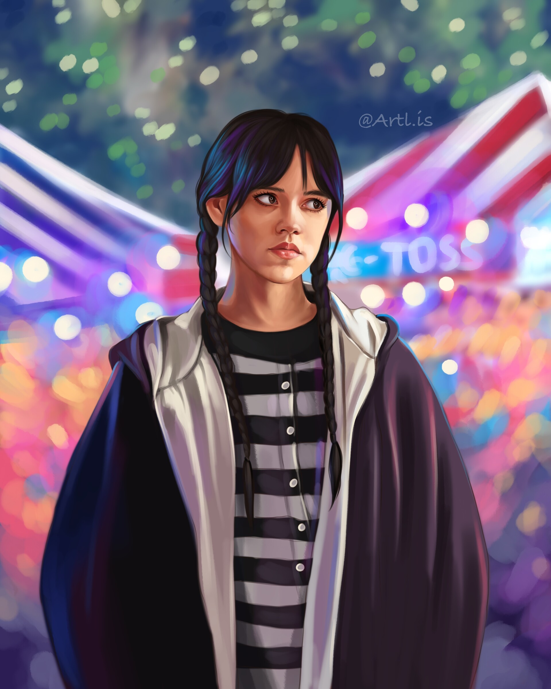 ArtStation - Step by step portrait Wednesday Addams