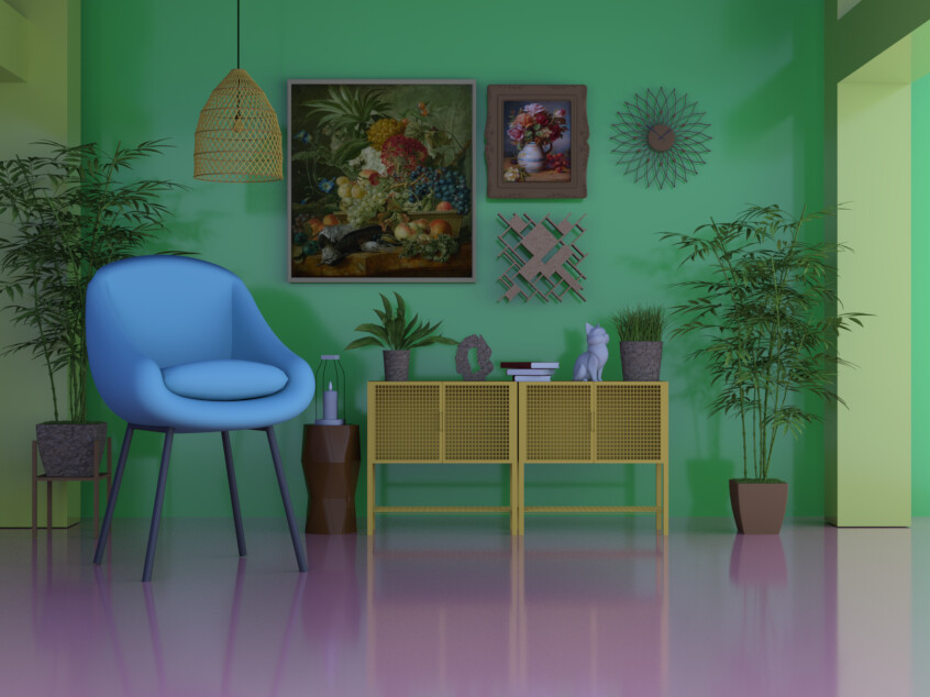 ArtStation - INTERIOR POLY MODELING AND TEXTURING