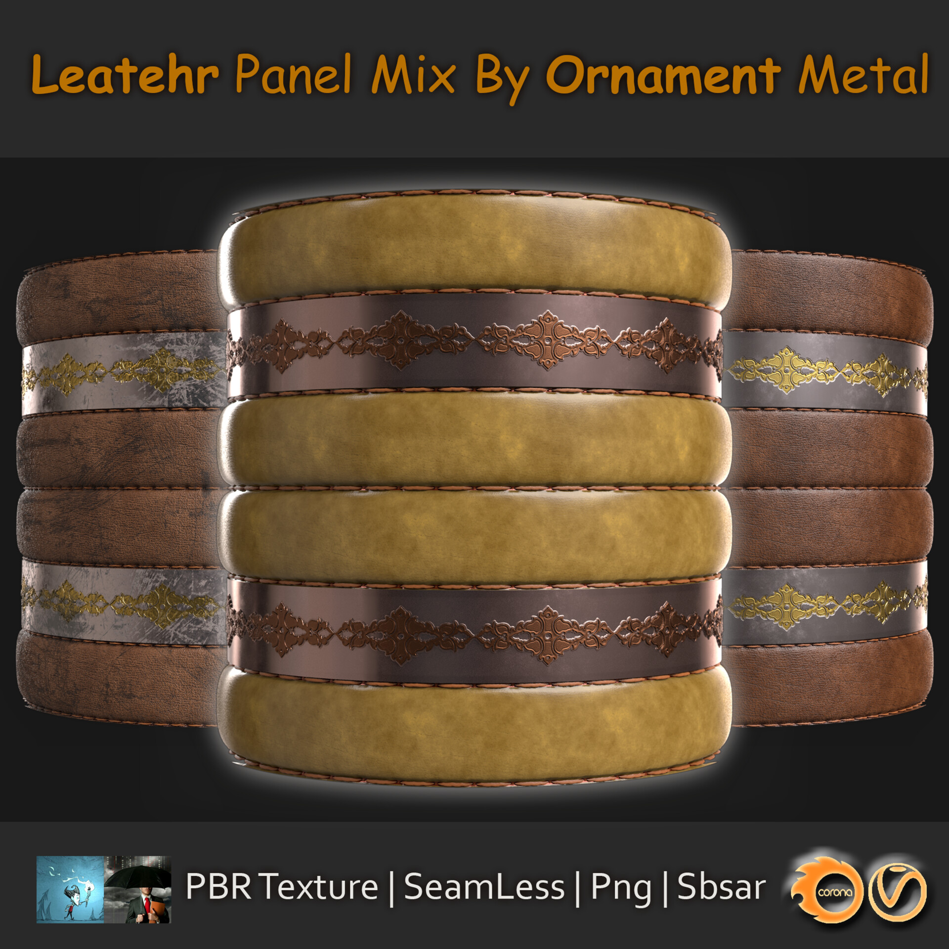ArtStation - DH Materials 1- Leather Panel By Ornament Metal, Sbsar ...