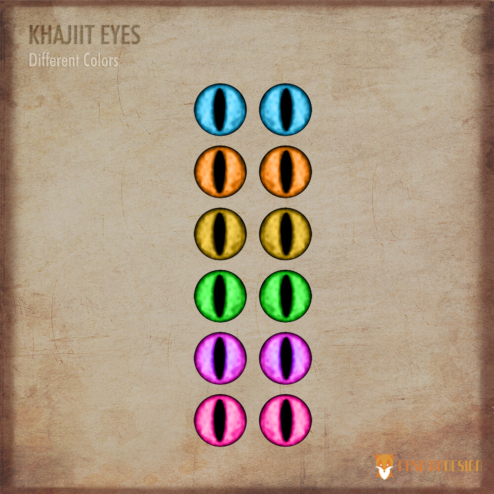 ArtStation - Khajiit Eyes - Different Colors
