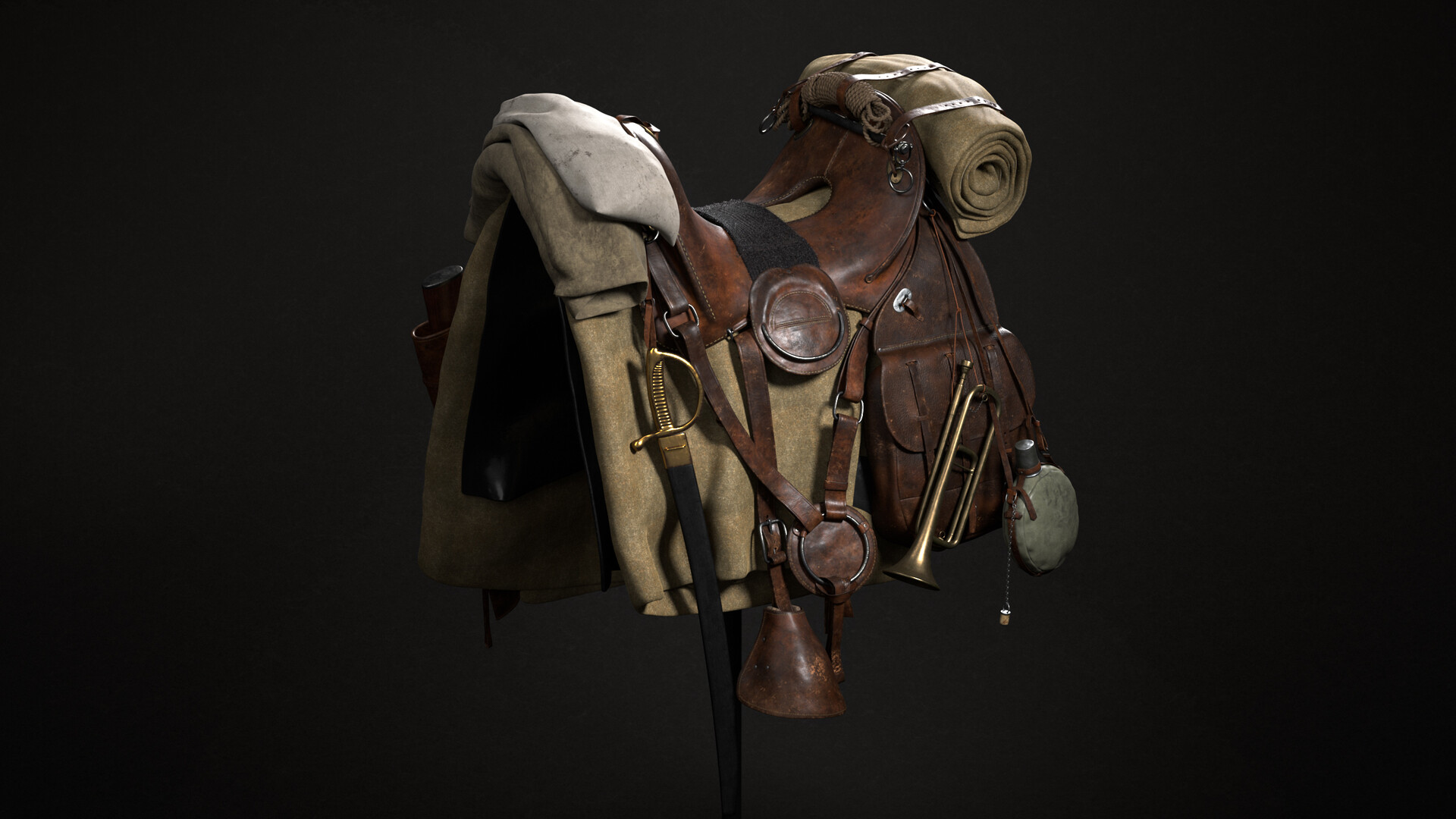 ArtStation - US Cavalry saddle - McClellan 1904