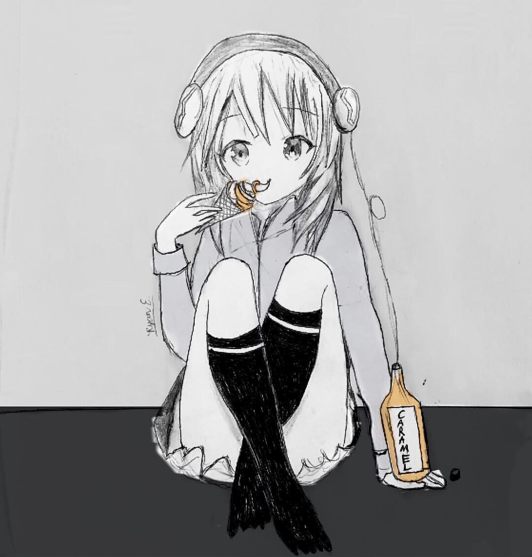 Artstation Anime Girl Eating Ice Cream May 2 2019