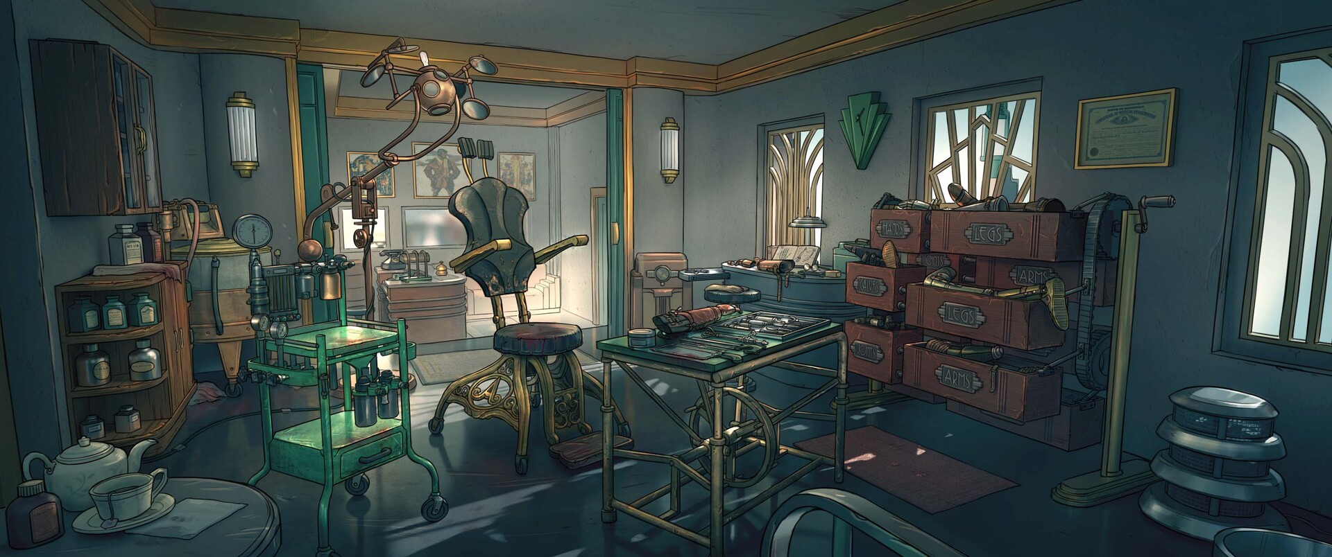 ArtStation - Decopunk Prosthetics Clinic - Cinematic Shot