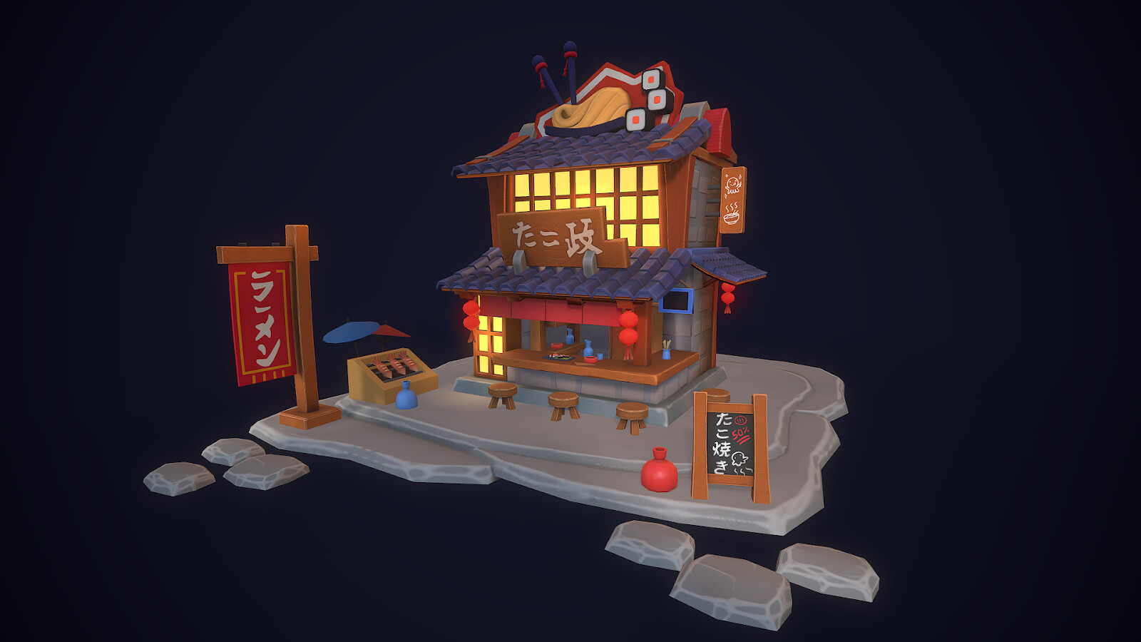 ArtStation - Stylized Japanese food stall
