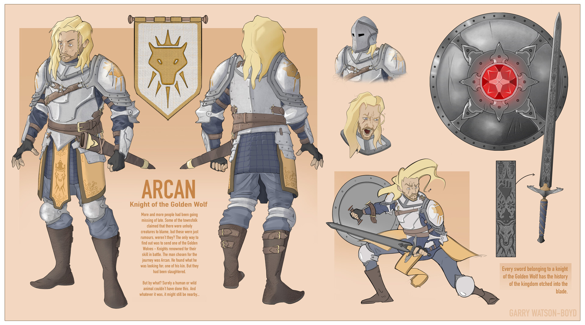 ArtStation - Arcan, Knight of the Golden Wolves.
