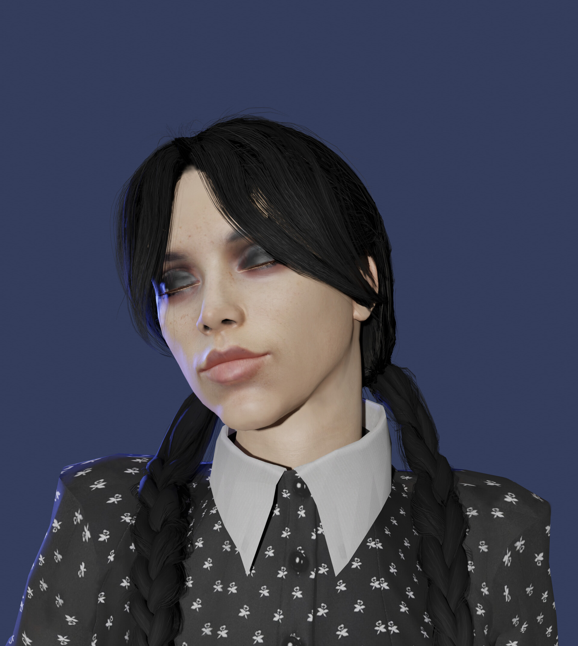 3Drinker - Wednesday Addams 3D rigged model