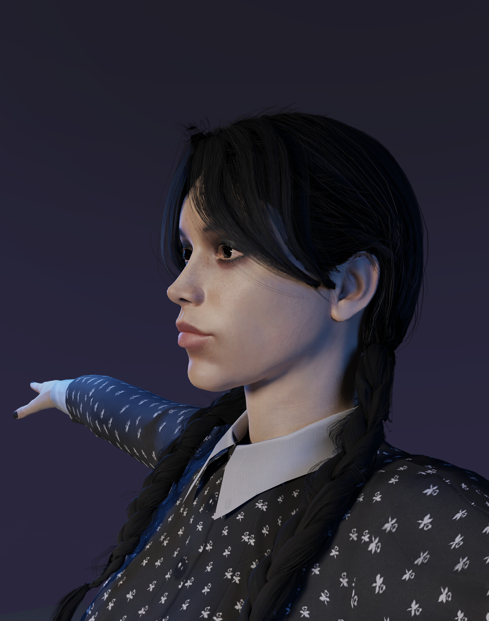 3Drinker - Wednesday Addams 3D rigged model